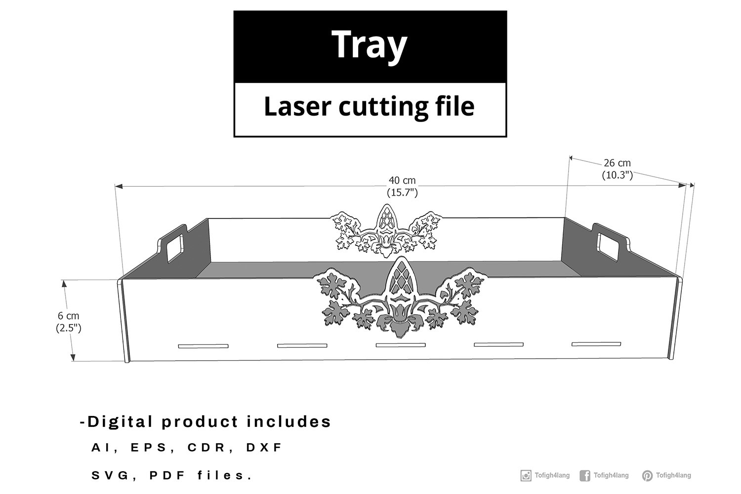 Tray - laser cut file (483213) | Laser Engraving | Design Bundles