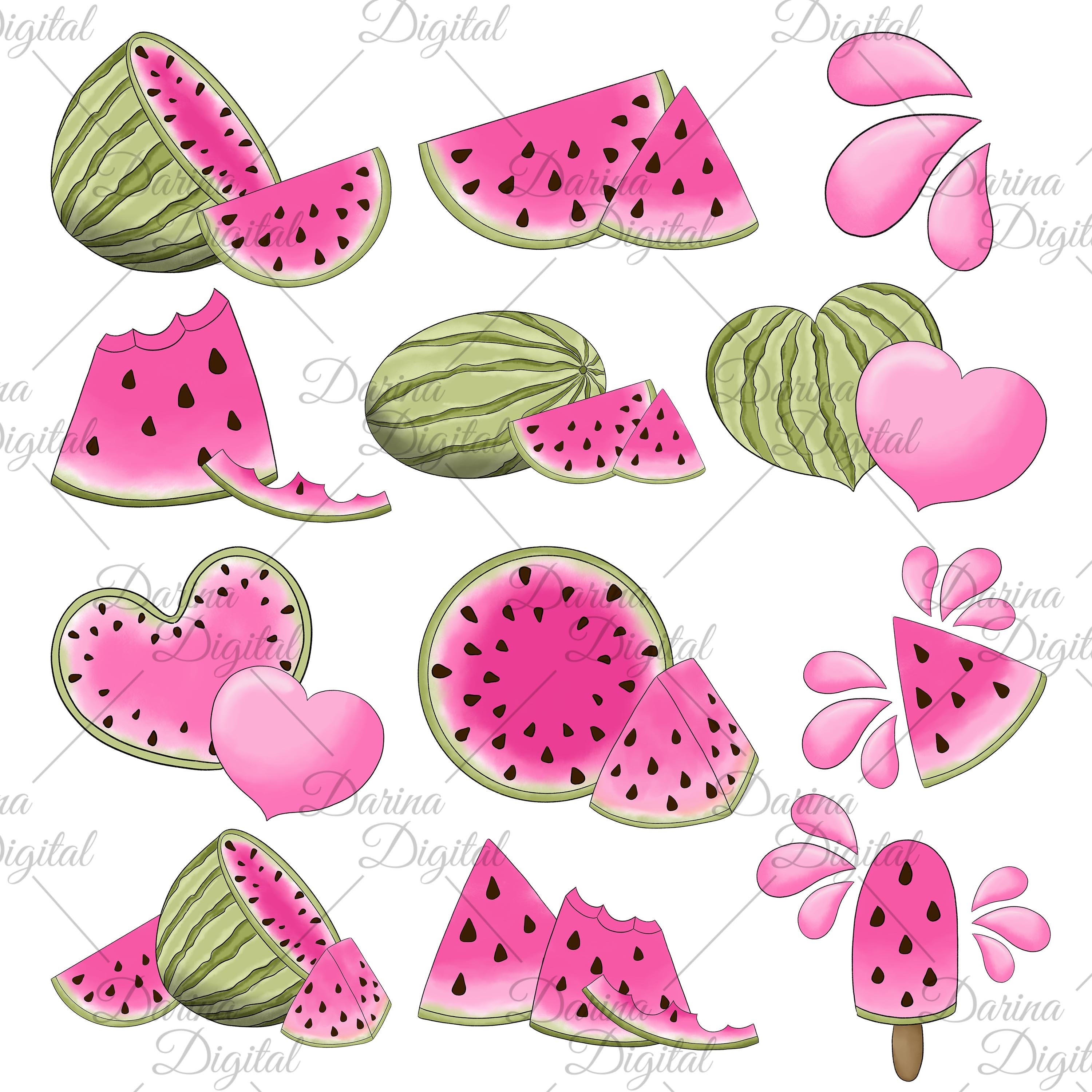 Pink watermelon clipart (672042) | Patterns | Design Bundles