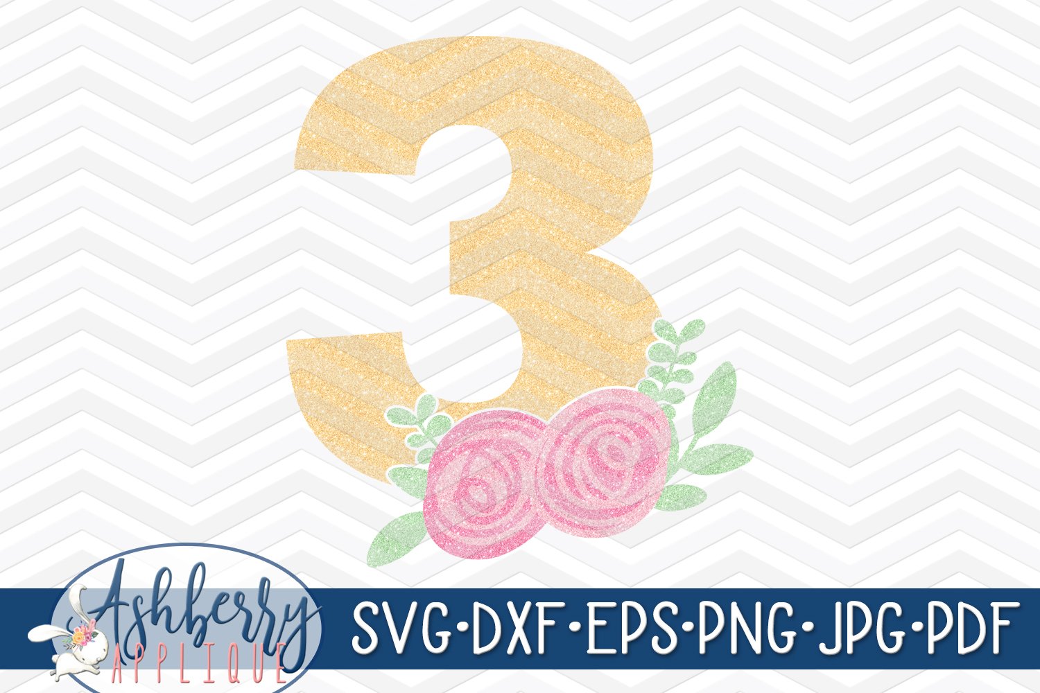 Floral Three Birthday SVG/DXF Cut File (1290371) | SVGs | Design Bundles