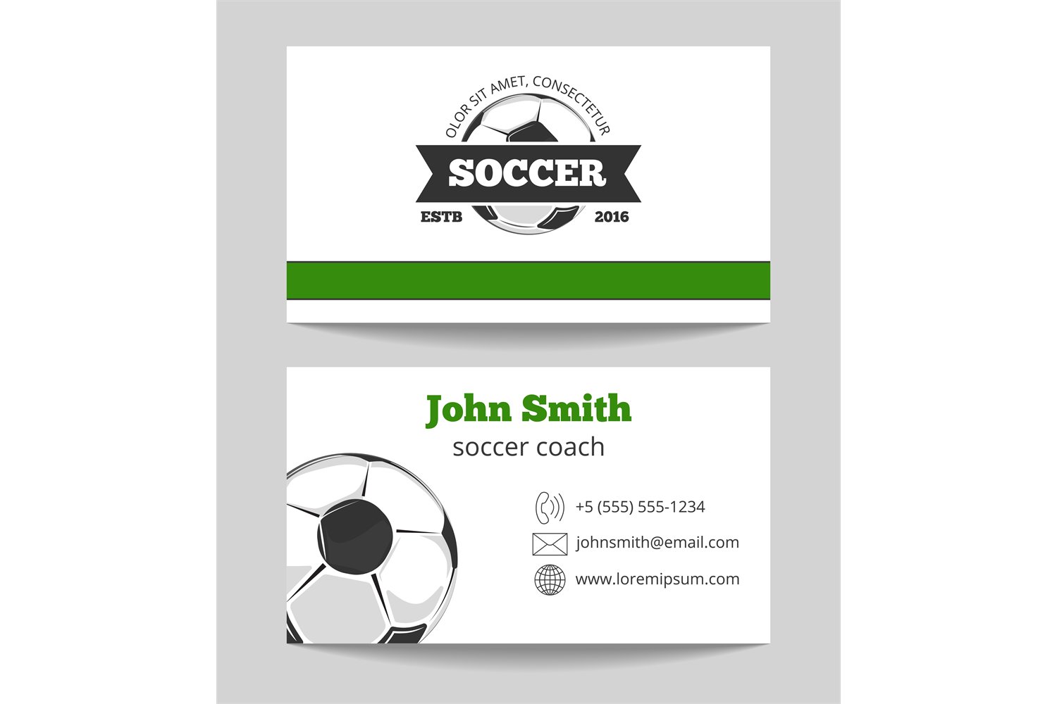 Soccer club business card template (766134) | Illustrations | Design ...