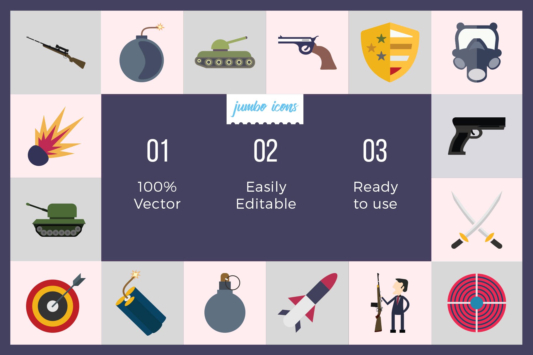 Flat Icons Gaming Weapons Pack V2 (409153) | Icons | Design Bundles