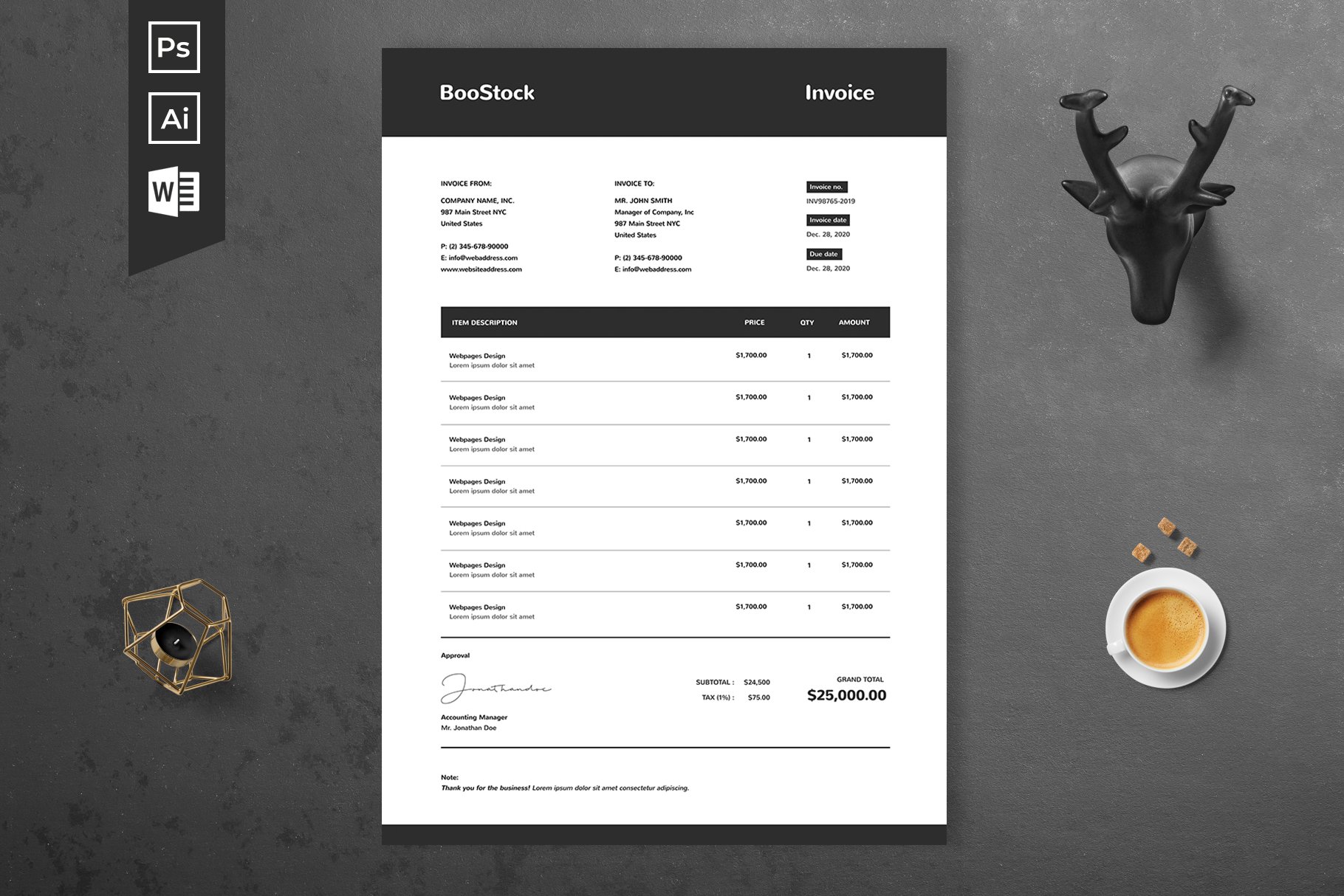 Invoice Template vol. 26 (1246608) | Resume Templates | Design Bundles