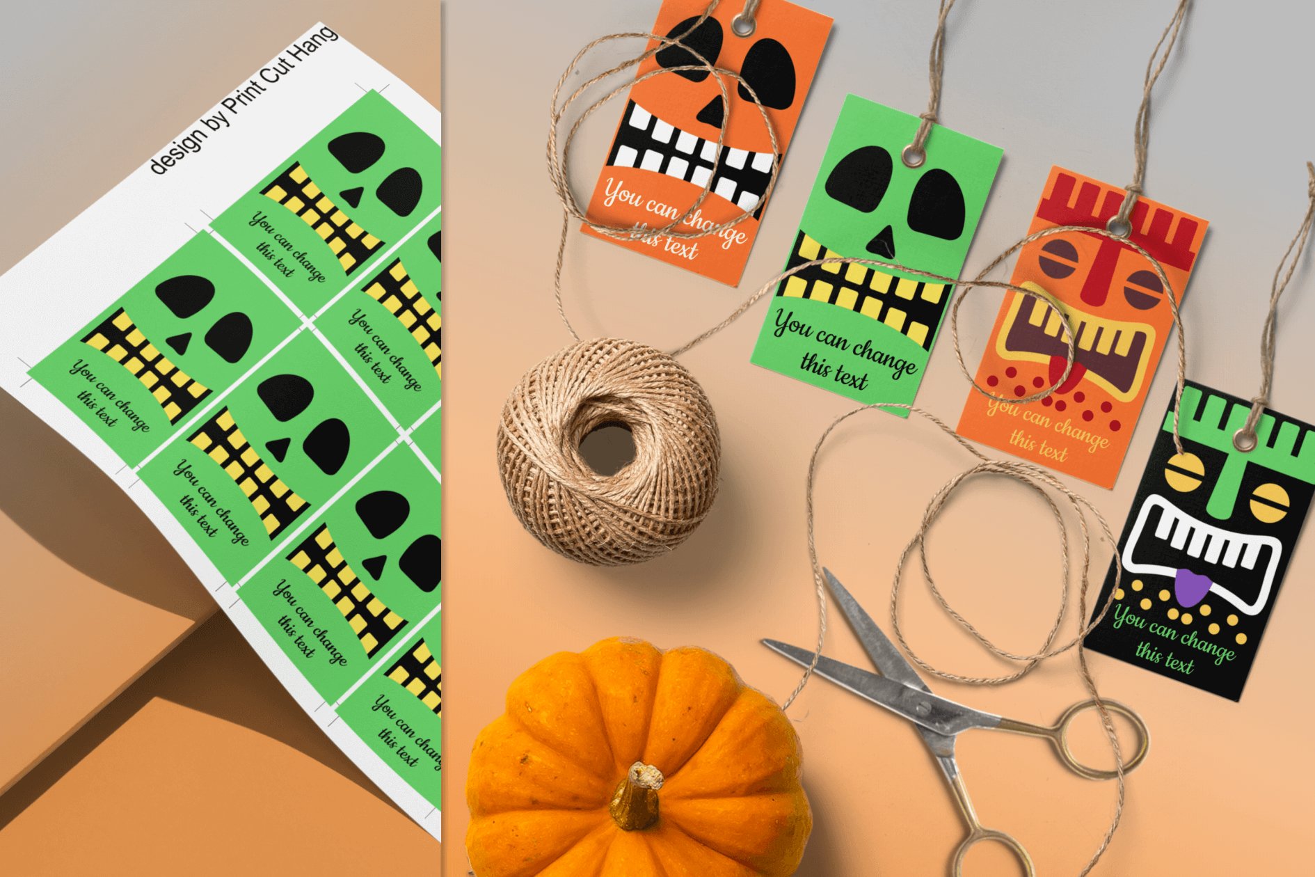 Printable Halloween Favor Tags Set of 8 Editable PDF