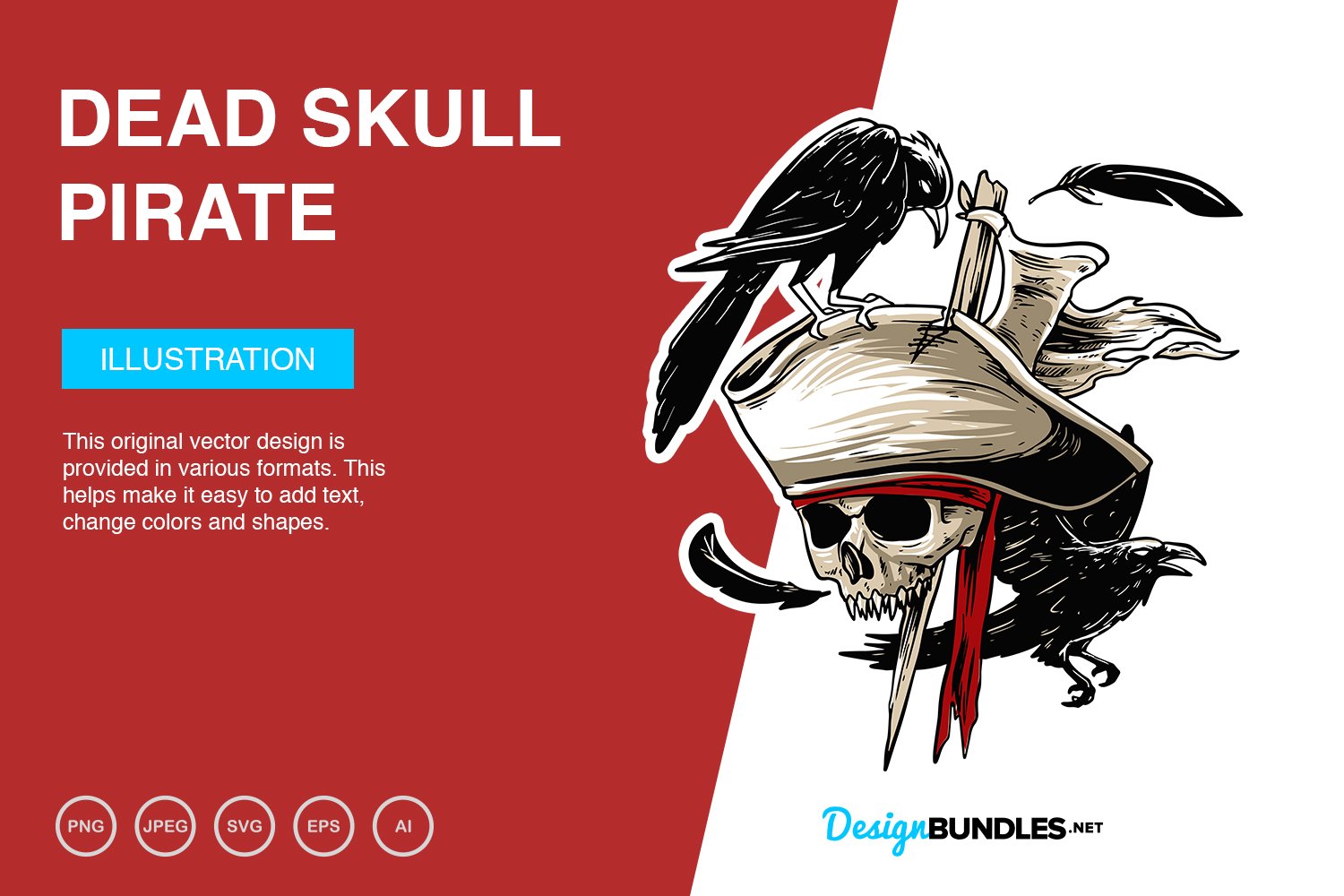 Dead Skull Pirate Vector Illustration