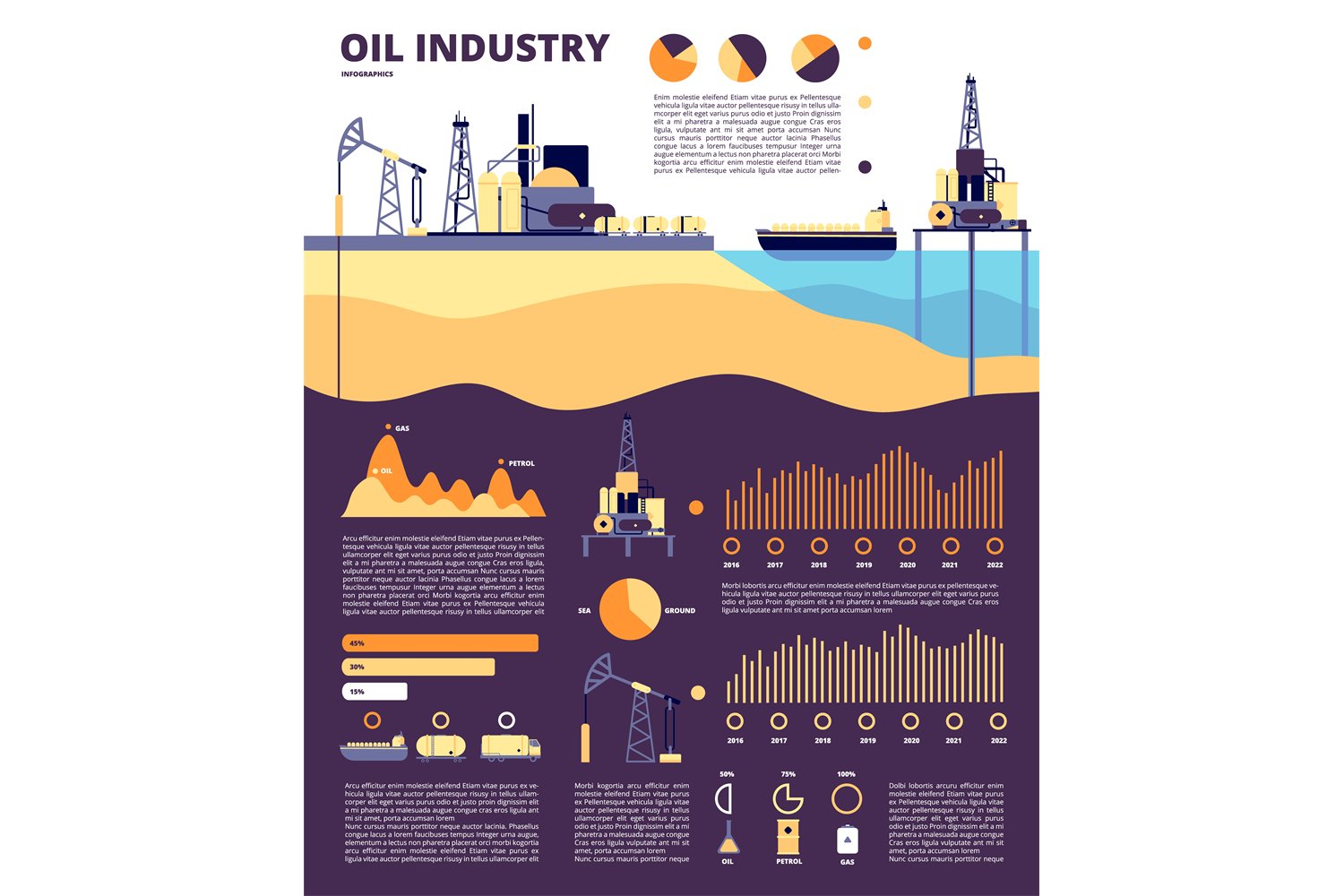 Oil industry. Gas infographics, flat technology production p (1224494 ...