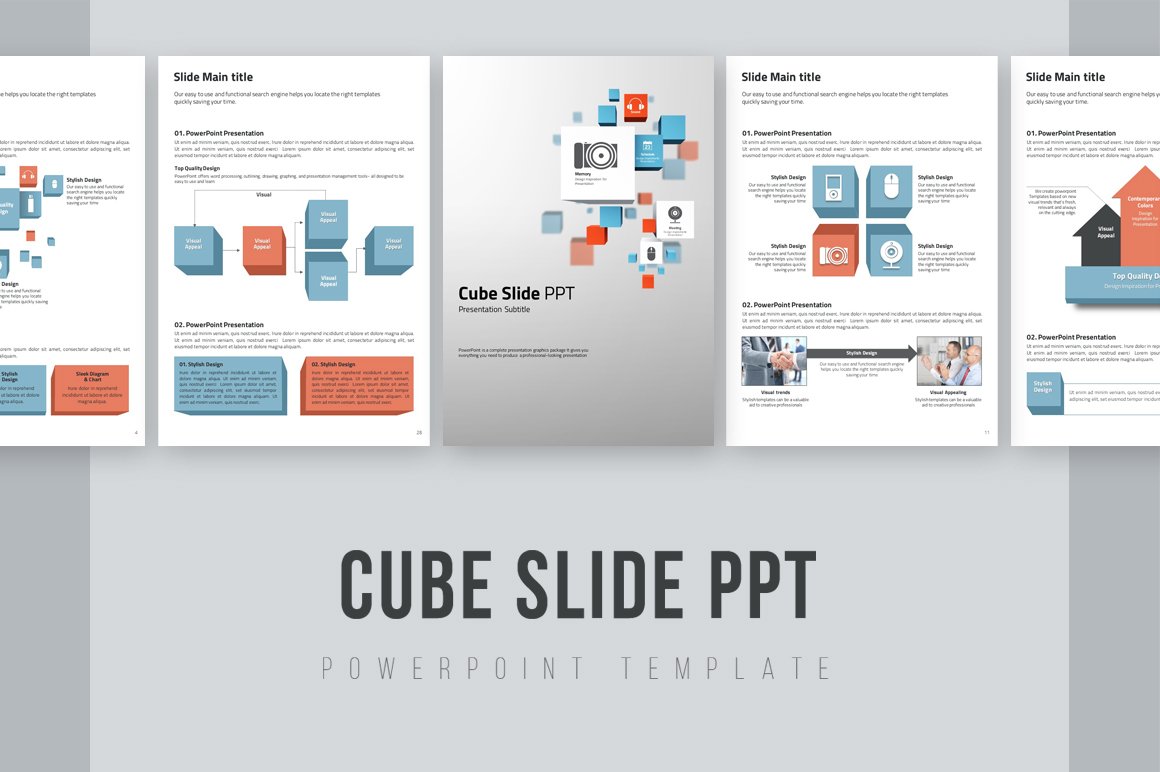 Cube Slide PPT Template Vertical (1190238) | Powerpoint | Design Bundles