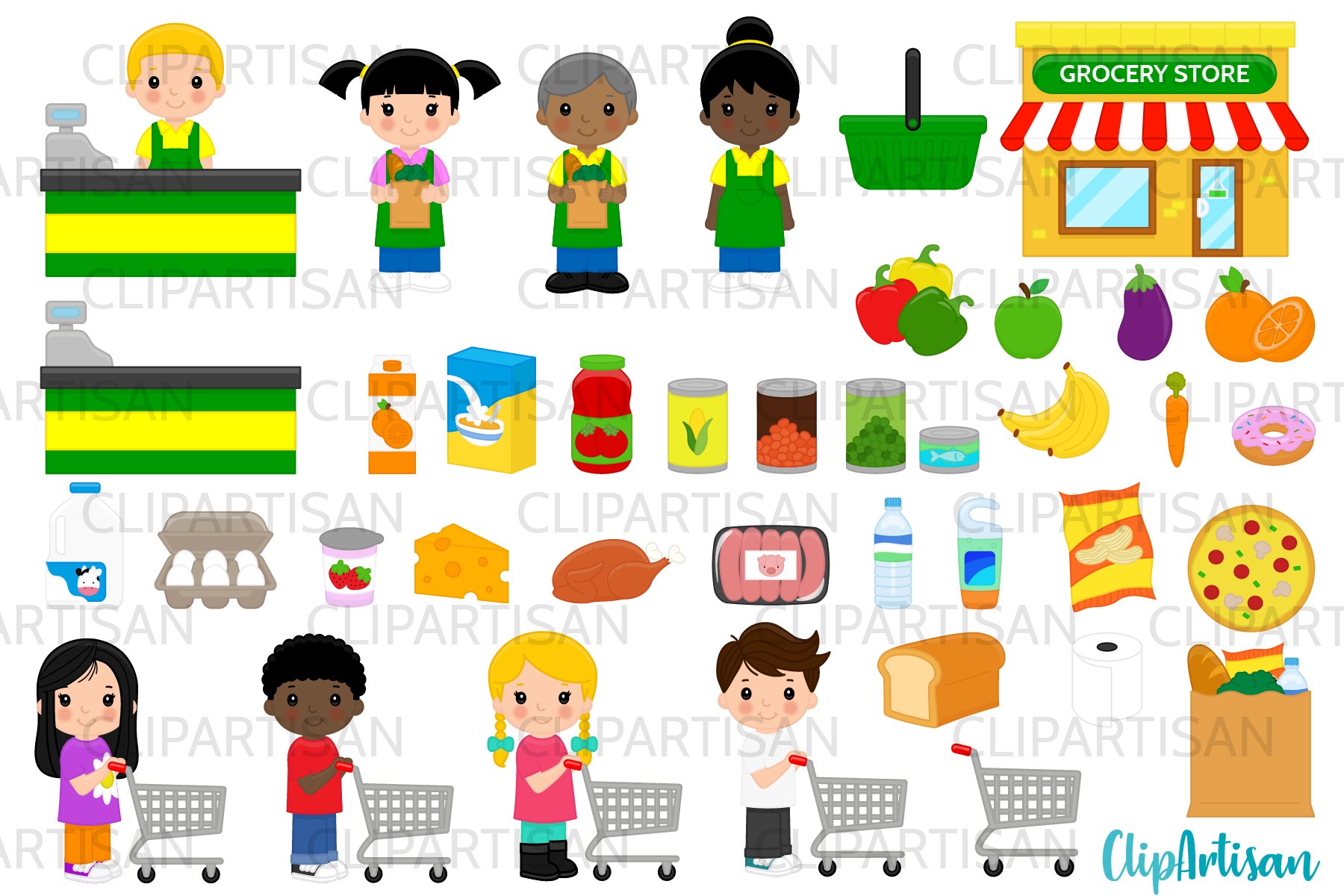 Grocery Store Clip Art, Groceries, Shopping, Shopping Cart (846867 ...
