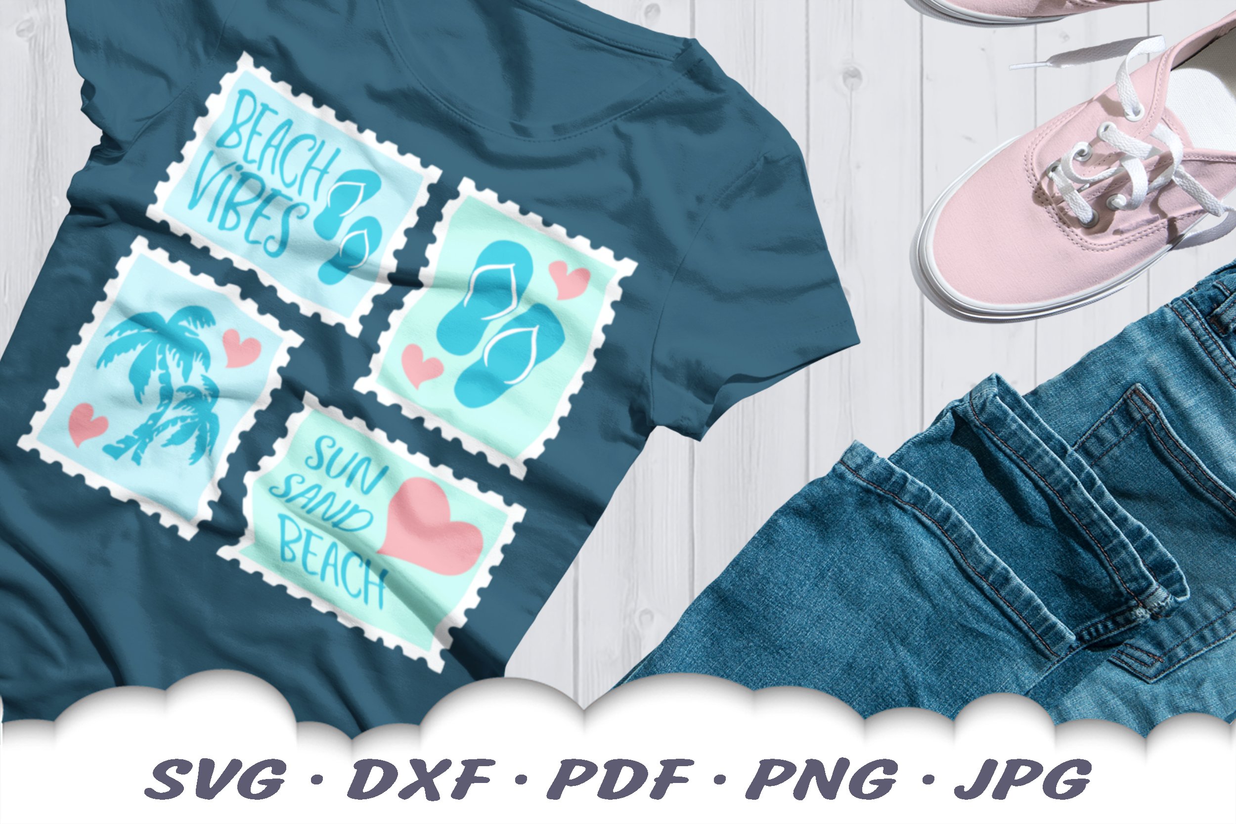 Beach Vibes Stamps SVG Bundle | Beach DXF Cut Files (561633) | Cut ...