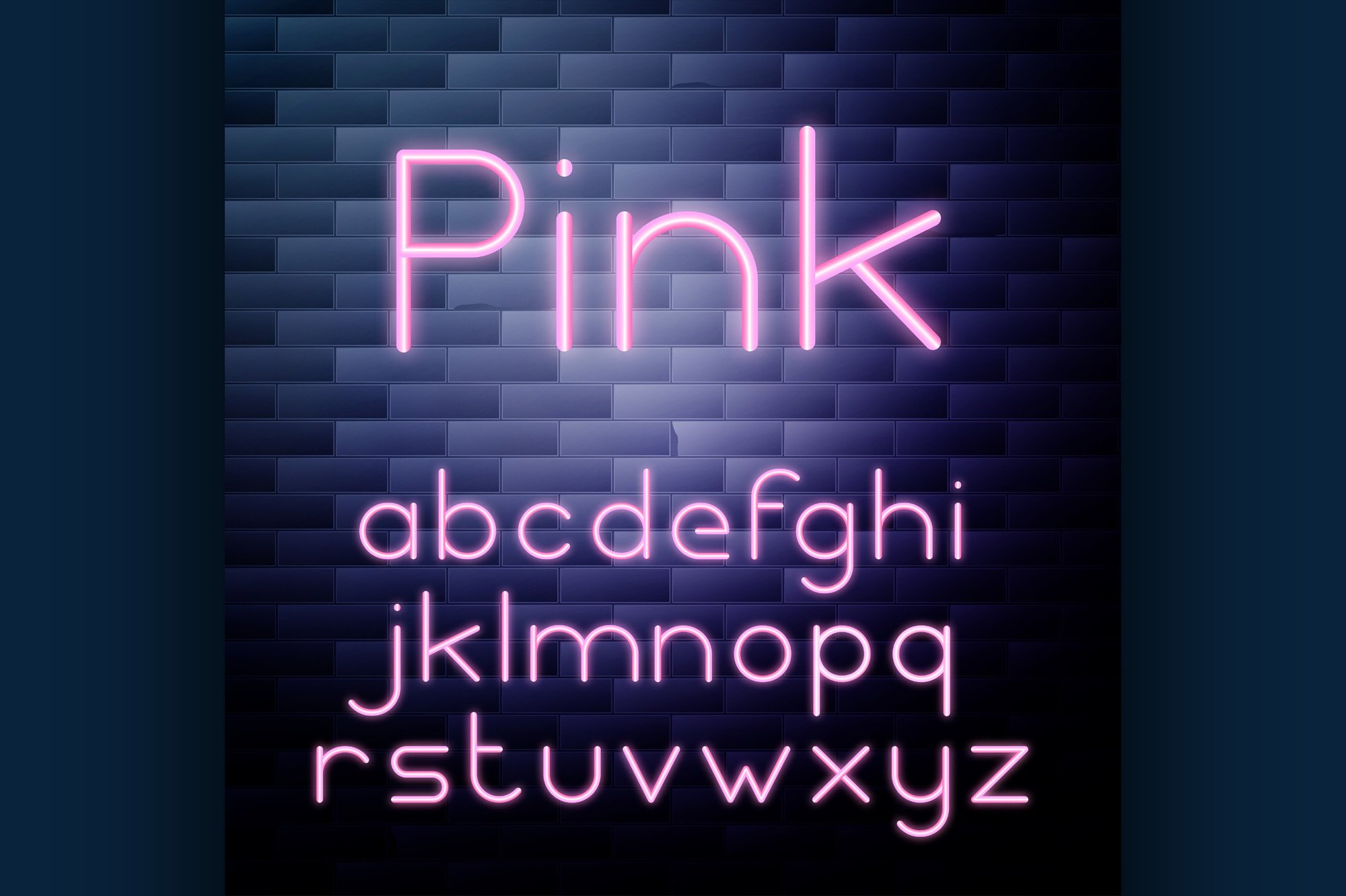 Pink Glowing neon alphabet (759689) | Illustrations | Design Bundles