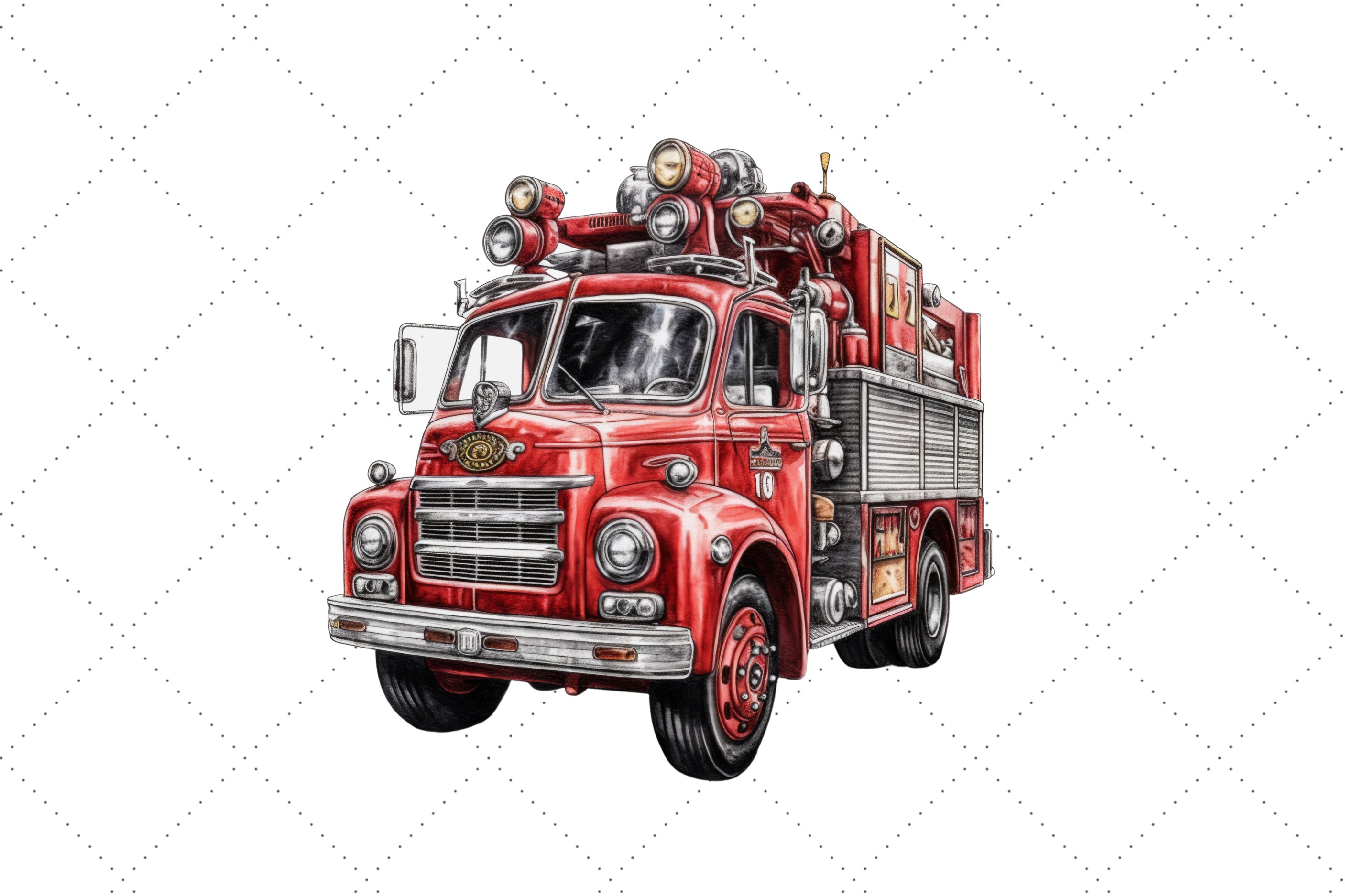Vintage Fire Engine Clip Art