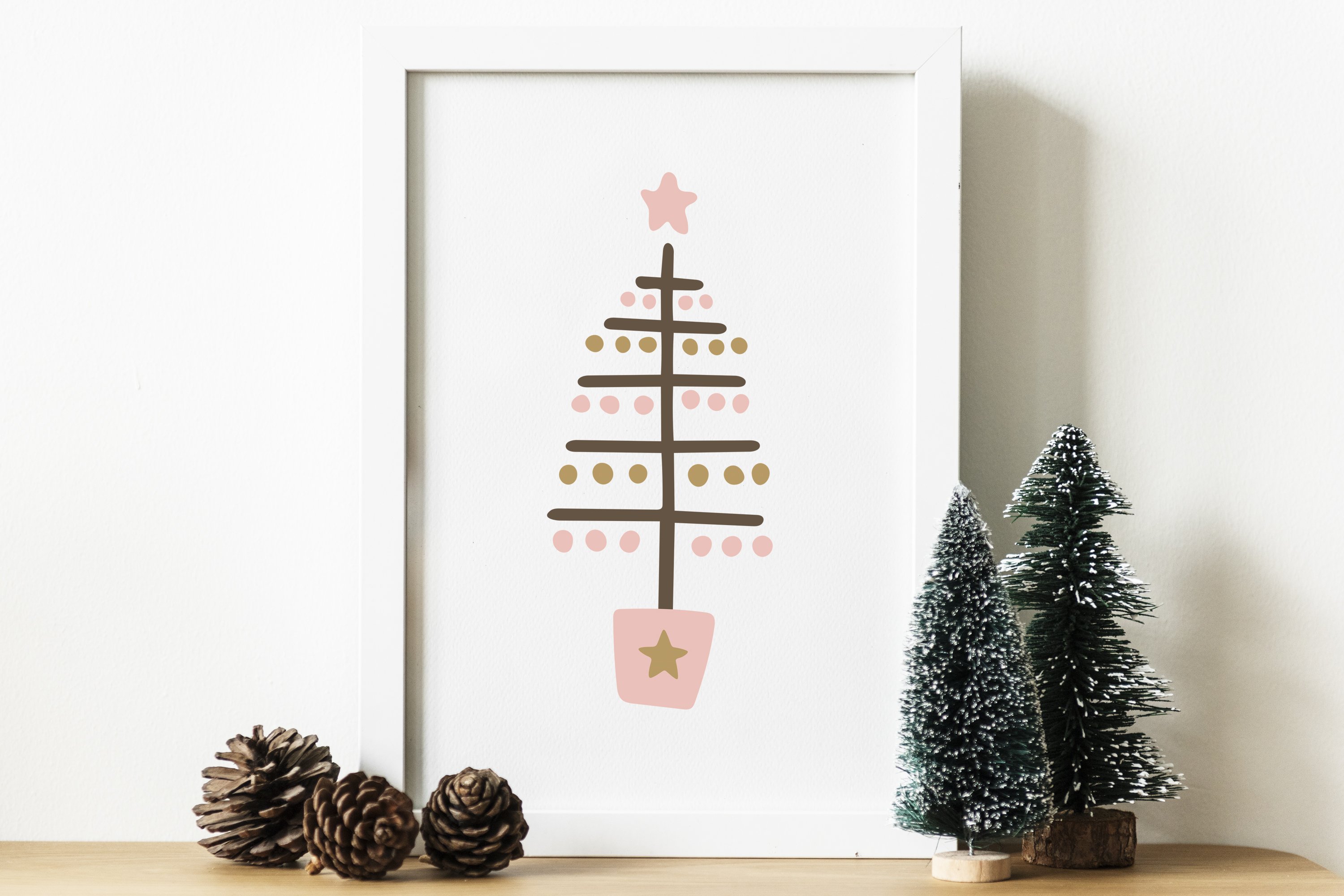 Christmas wall poster, Abstract Christmas tree wall print (1614187 ...