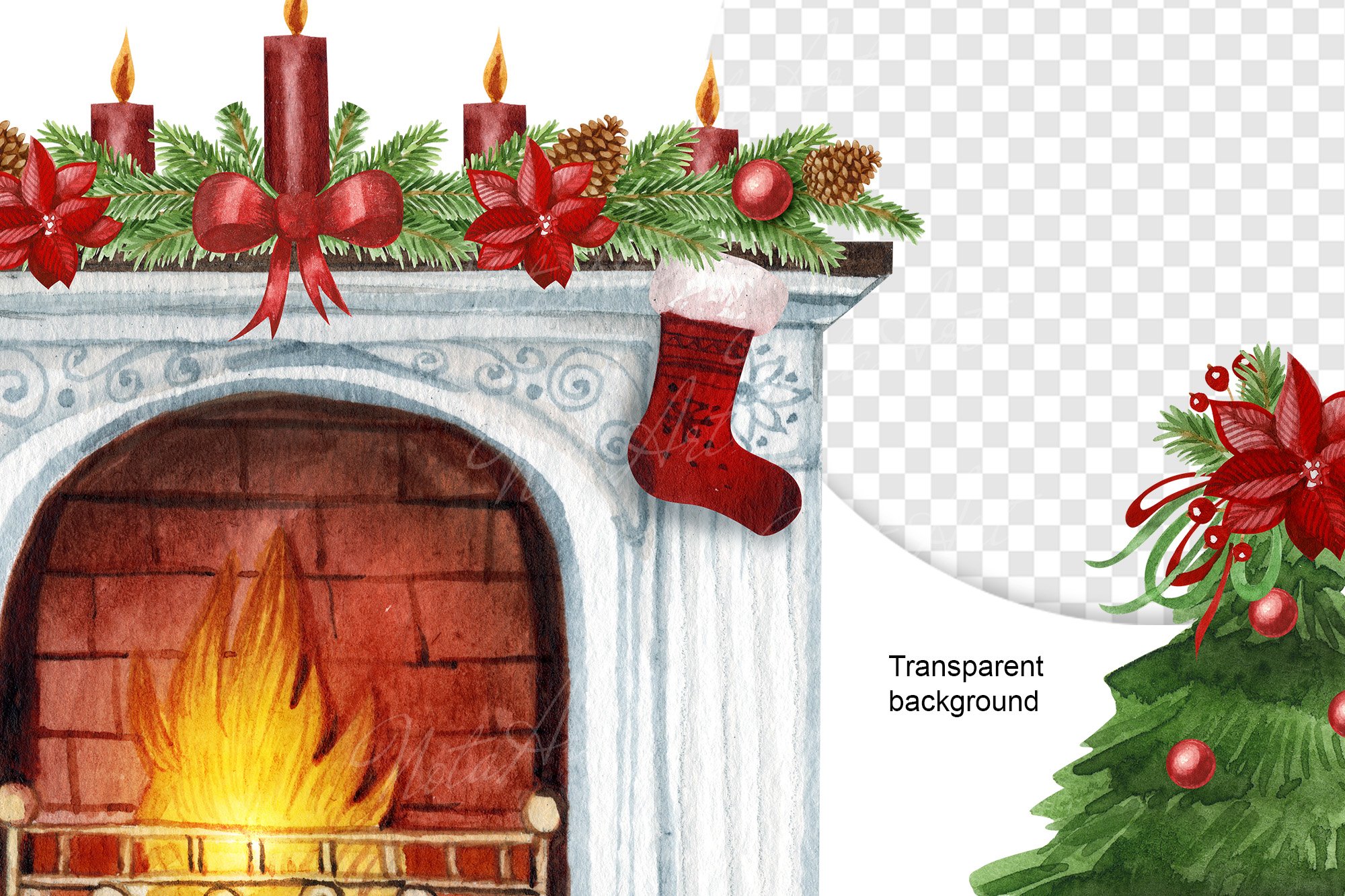 Homemade Christmas Fireplaces Clipart