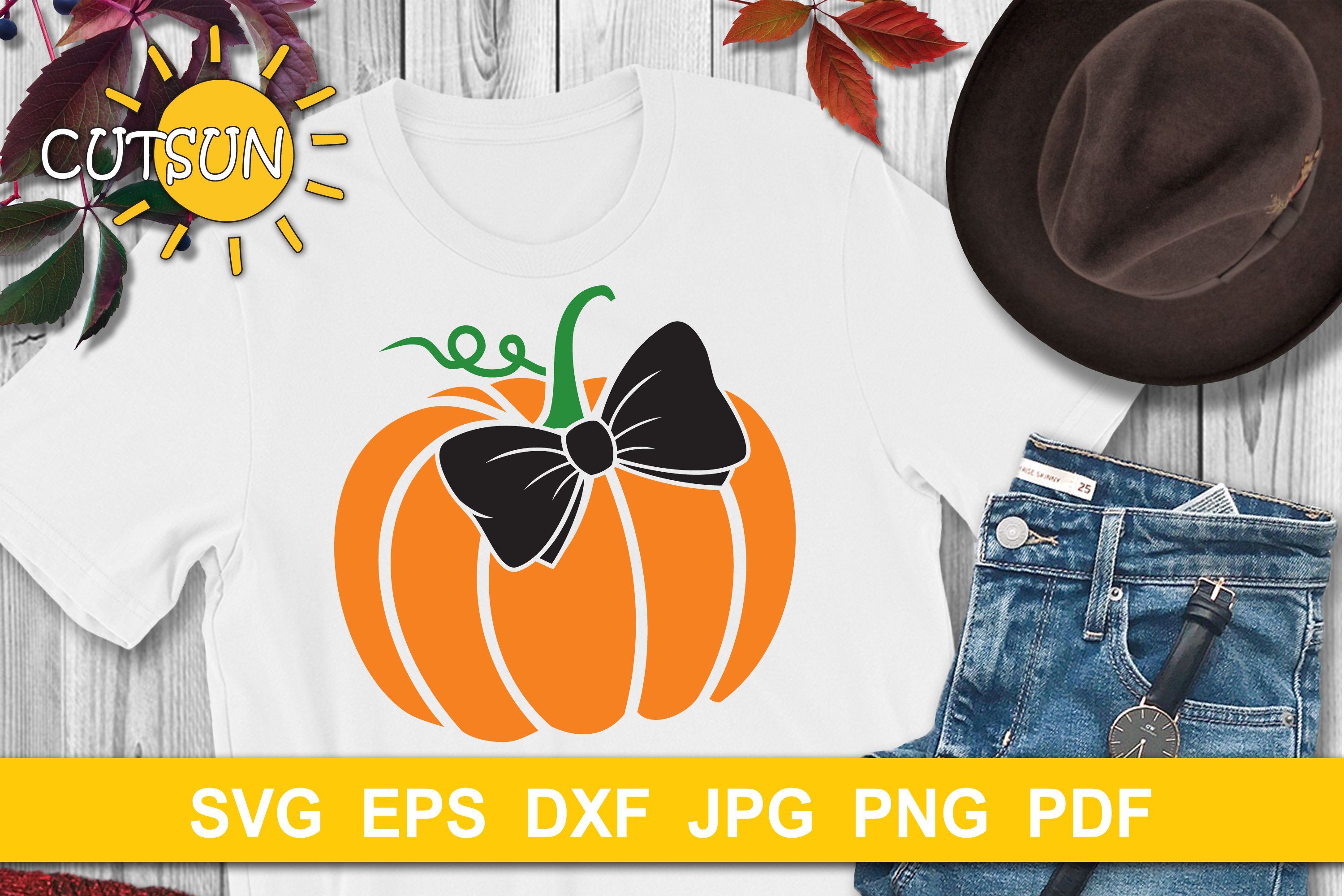 Fall SVG | Pumpkin with a Bow SVG (722675) | Cut Files | Design Bundles