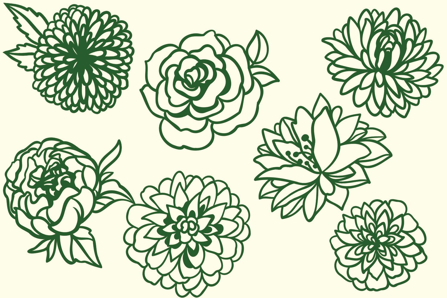 Realistic Papercut Flowers - 15 items