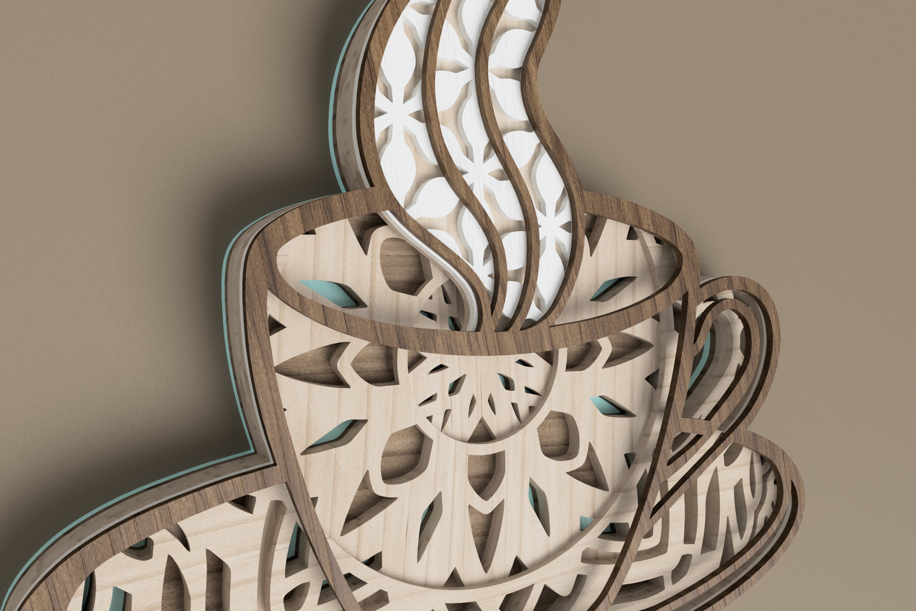 Coffee laser cut file - A Cup of Hot Coffee