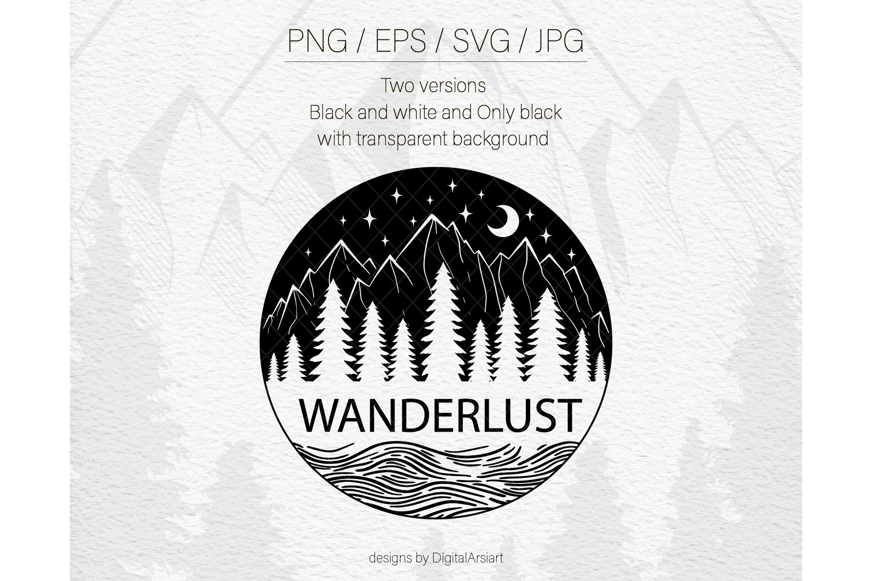 Moon and Trees SVG Nocturnal Nature svg Moon Clipart svg Forest Cricut ...