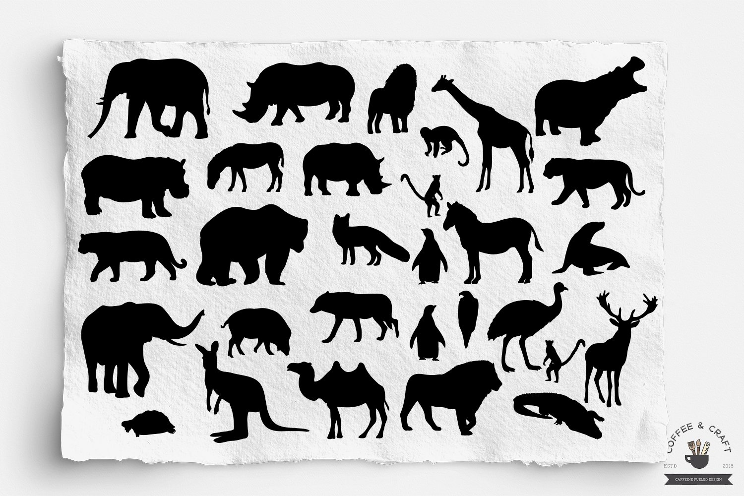 Zoo animals silhouettes