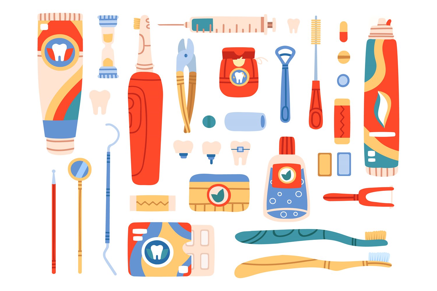 Dental care tools. Oral hygiene products and cleaning tools (975851 ...