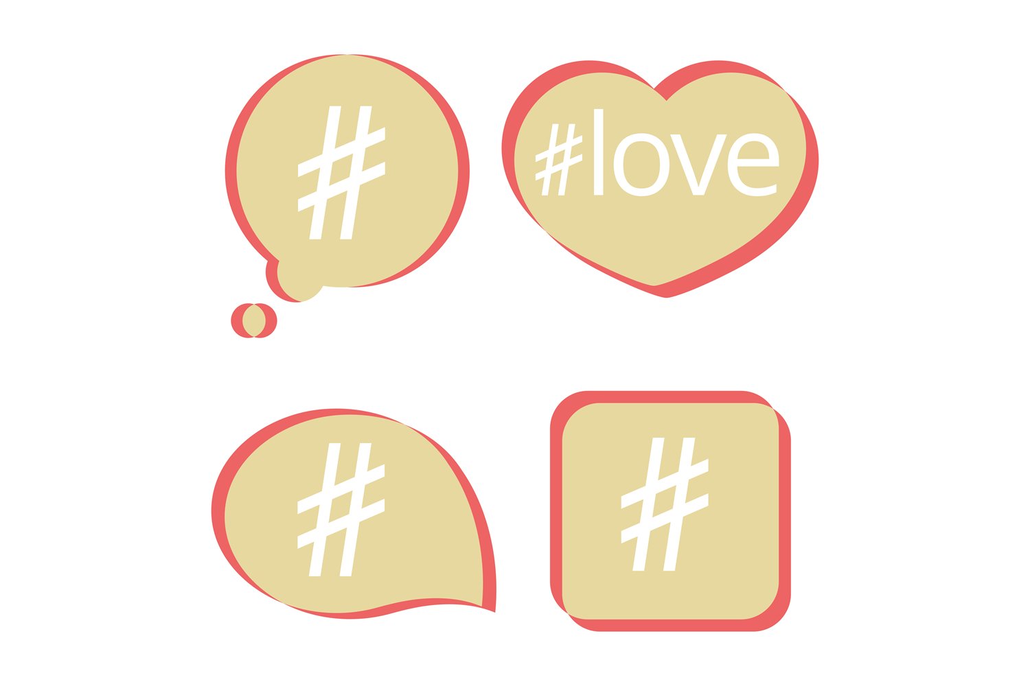 Hashtag post social media vector icons set (909271) | Illustrations ...