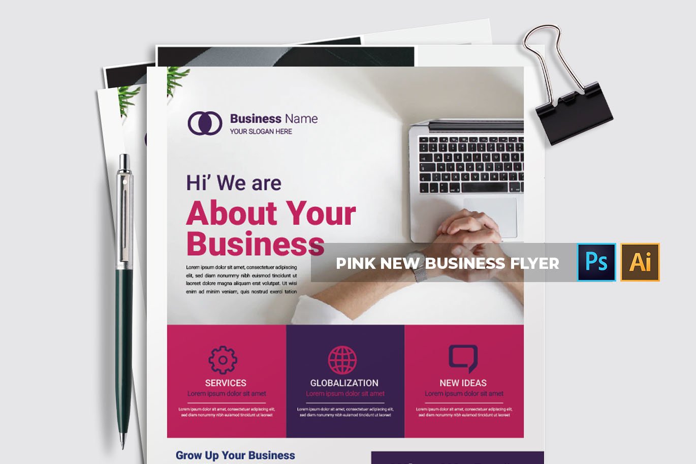 Pink New Business | Flyer (789213) | Flyers | Design Bundles