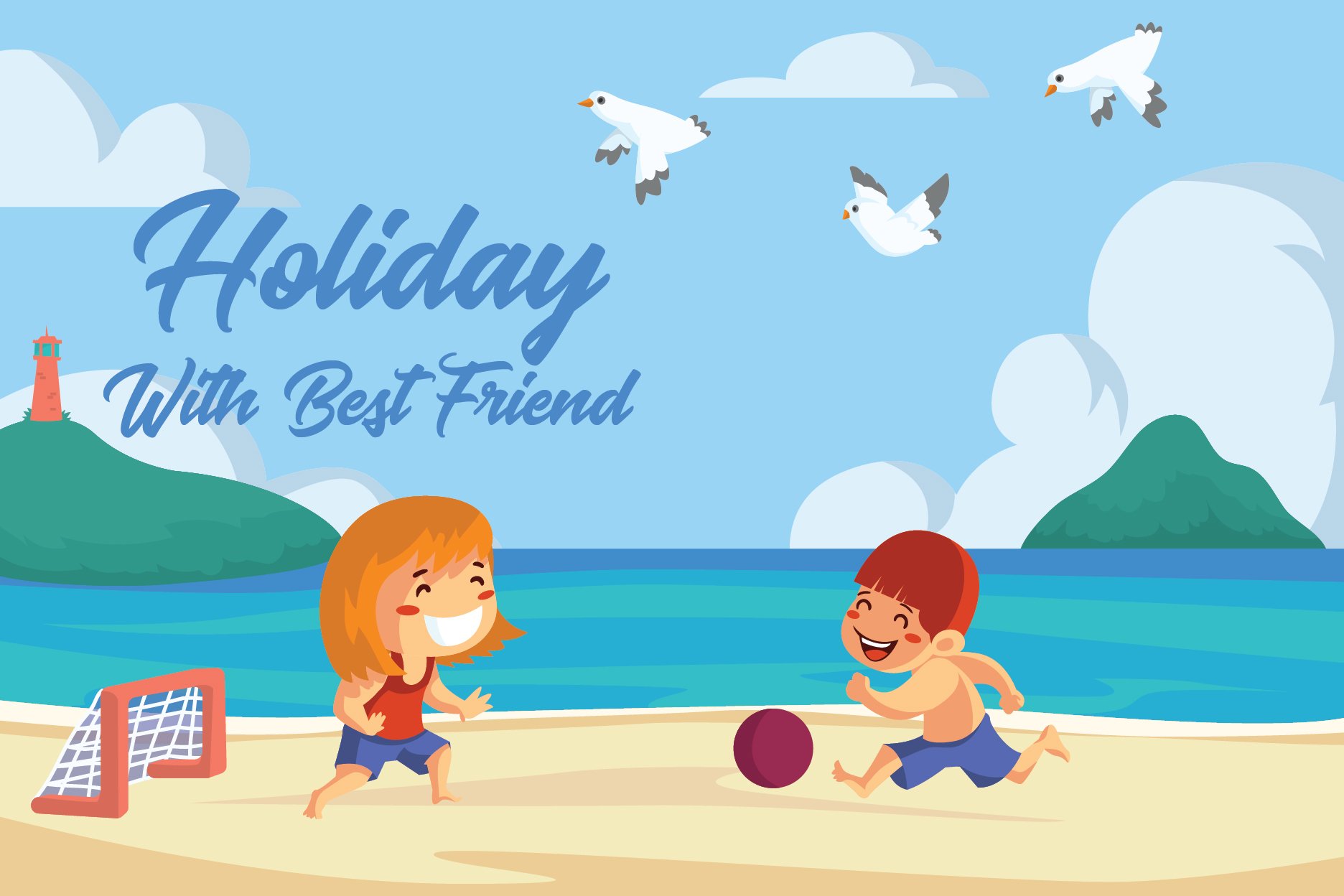 Holiday With Friend - Vector Illustration (319620) | Illustrations ...