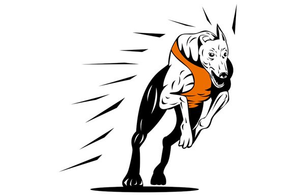 Greyhound Dog Racing Retro (5011) | Illustrations | Design Bundles