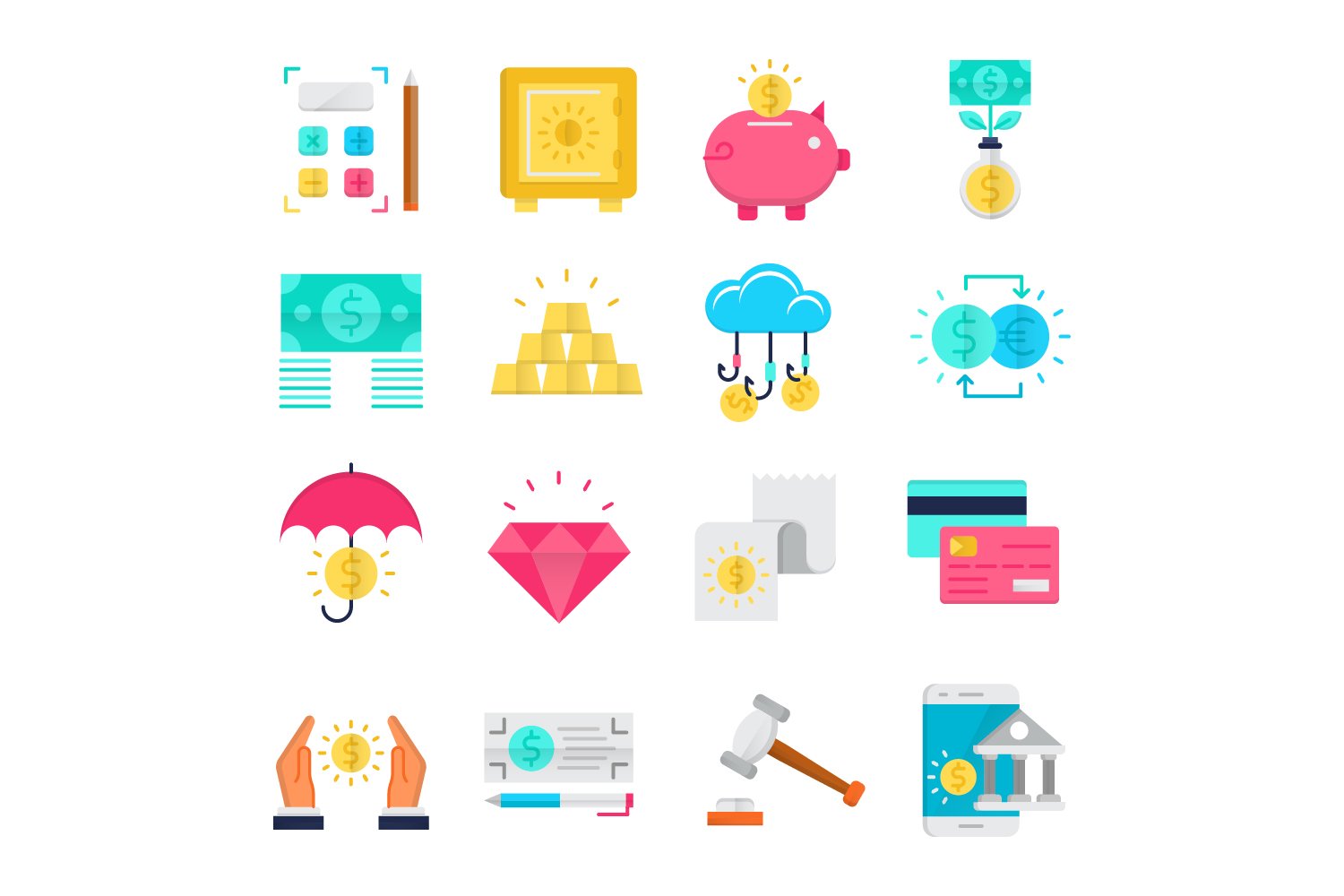 Banking flat icons set (128894) | Icons | Design Bundles