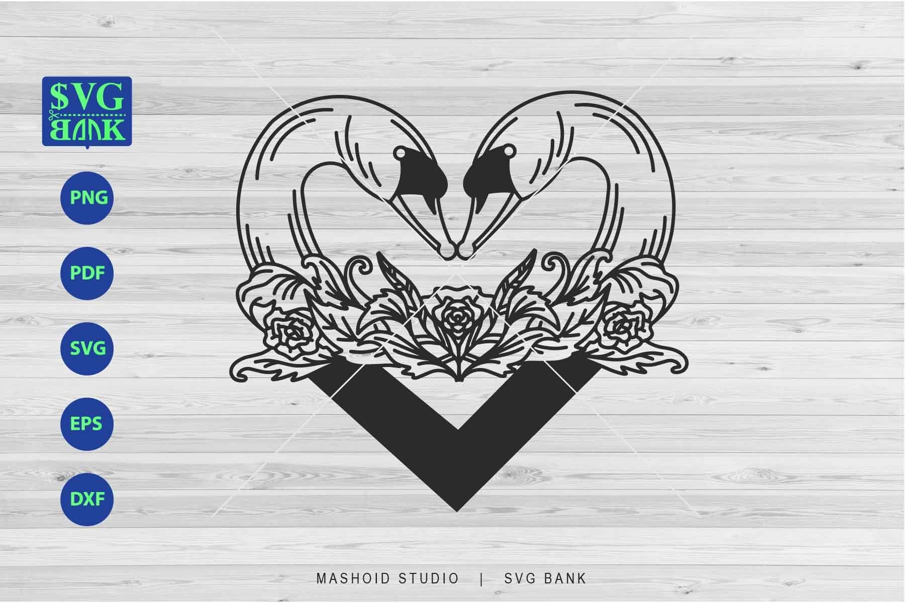 Swan SVG, Swan Heart Illustration, Swan Love Cut File (710395 ...