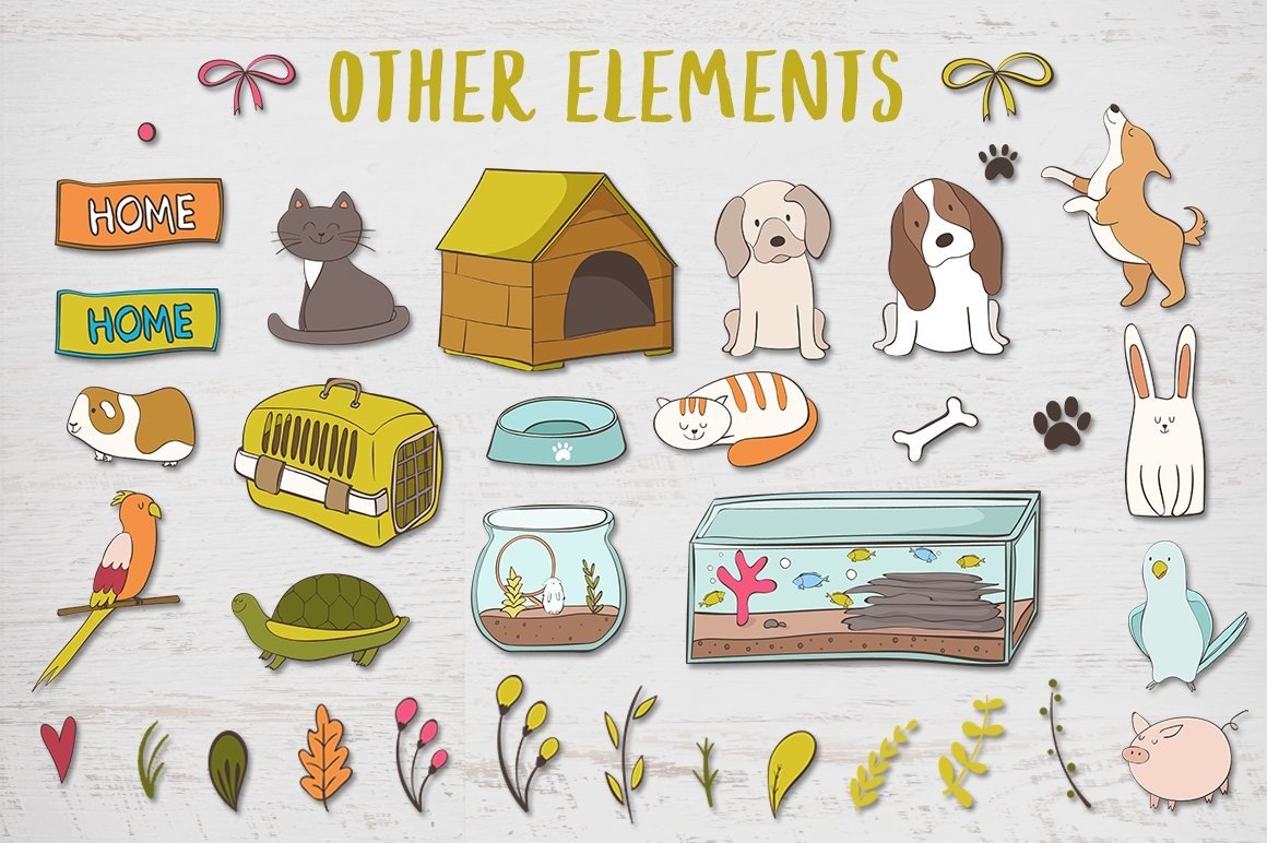 Cute pets clipart