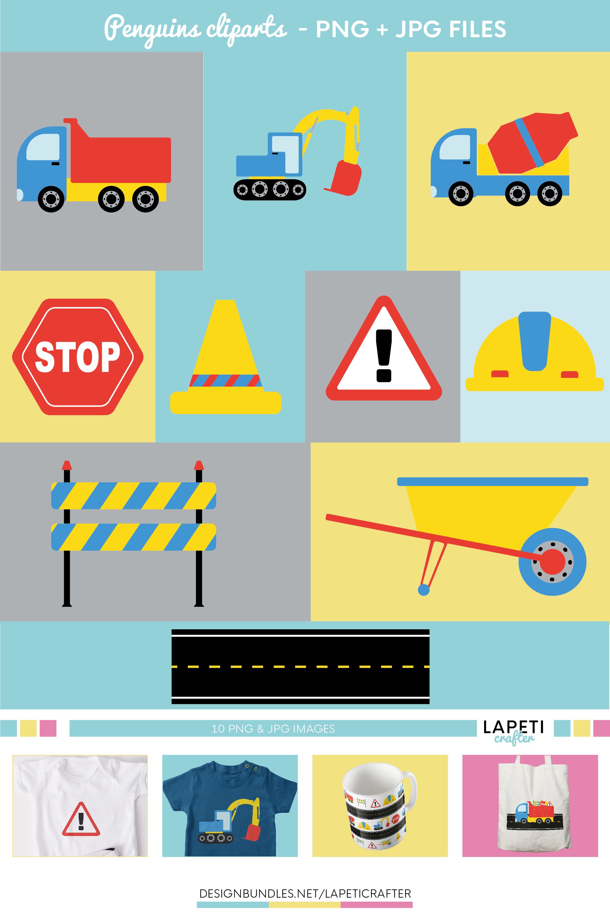 Construction clipart, png, jpg, sublimation designs for kids (482930 ...