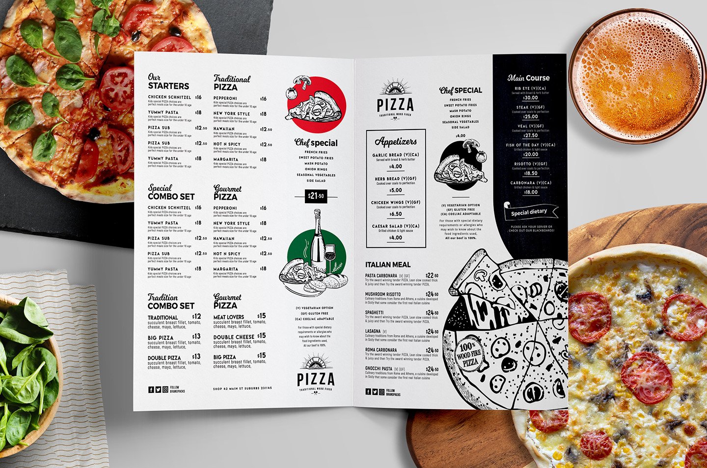 A4 Pizza Menu Templates (260929) | Brochures | Design Bundles