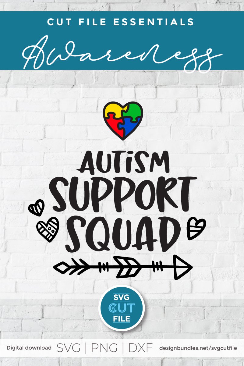 Autism support squad with puzzle piece - an autism svg file (522360 ...