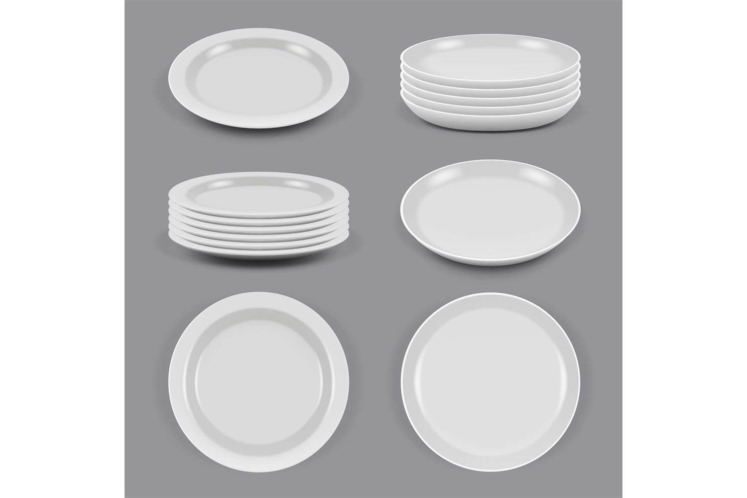 Ceramic plates. Realistic dishes for food kitchen utensils b (1334199 ...