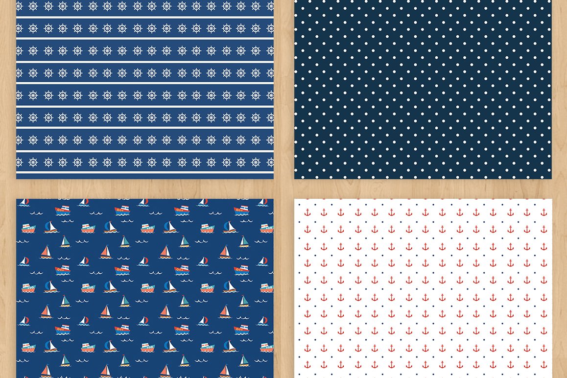 Navy digital paper pack Digital Paper Nautical Background (375073 ...
