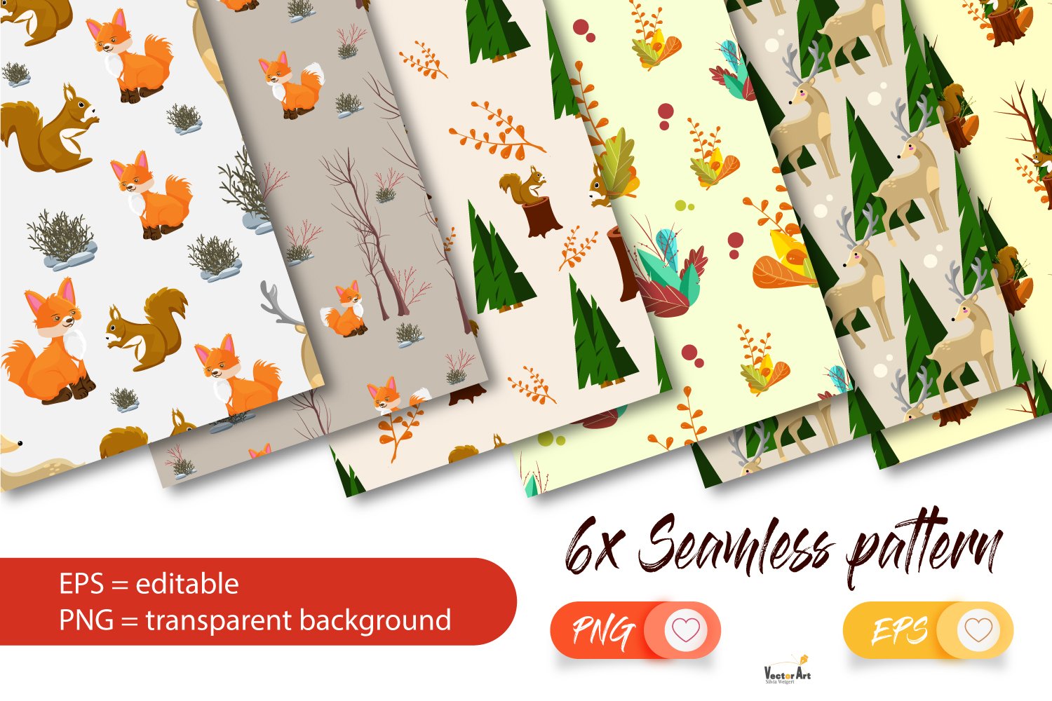 Woodland Animals Mini Bundle - 6x Seamless Pattern (407880) | Patterns ...