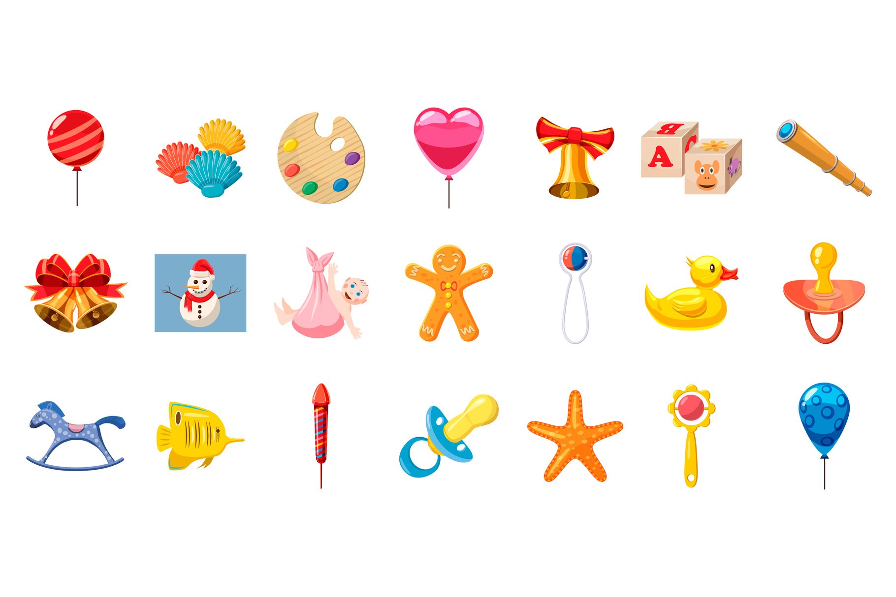 Kid toys icon set, cartoon style (420871) | Icons | Design Bundles