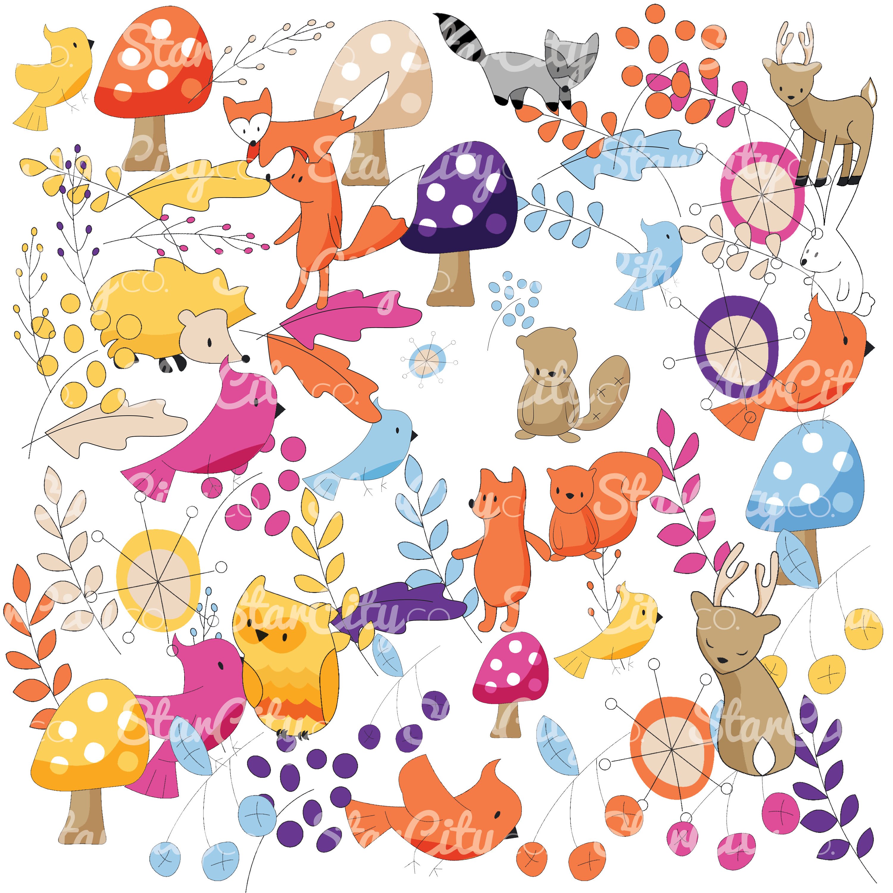 Forest Friends Clip art Graphics (102903) | Illustrations | Design Bundles