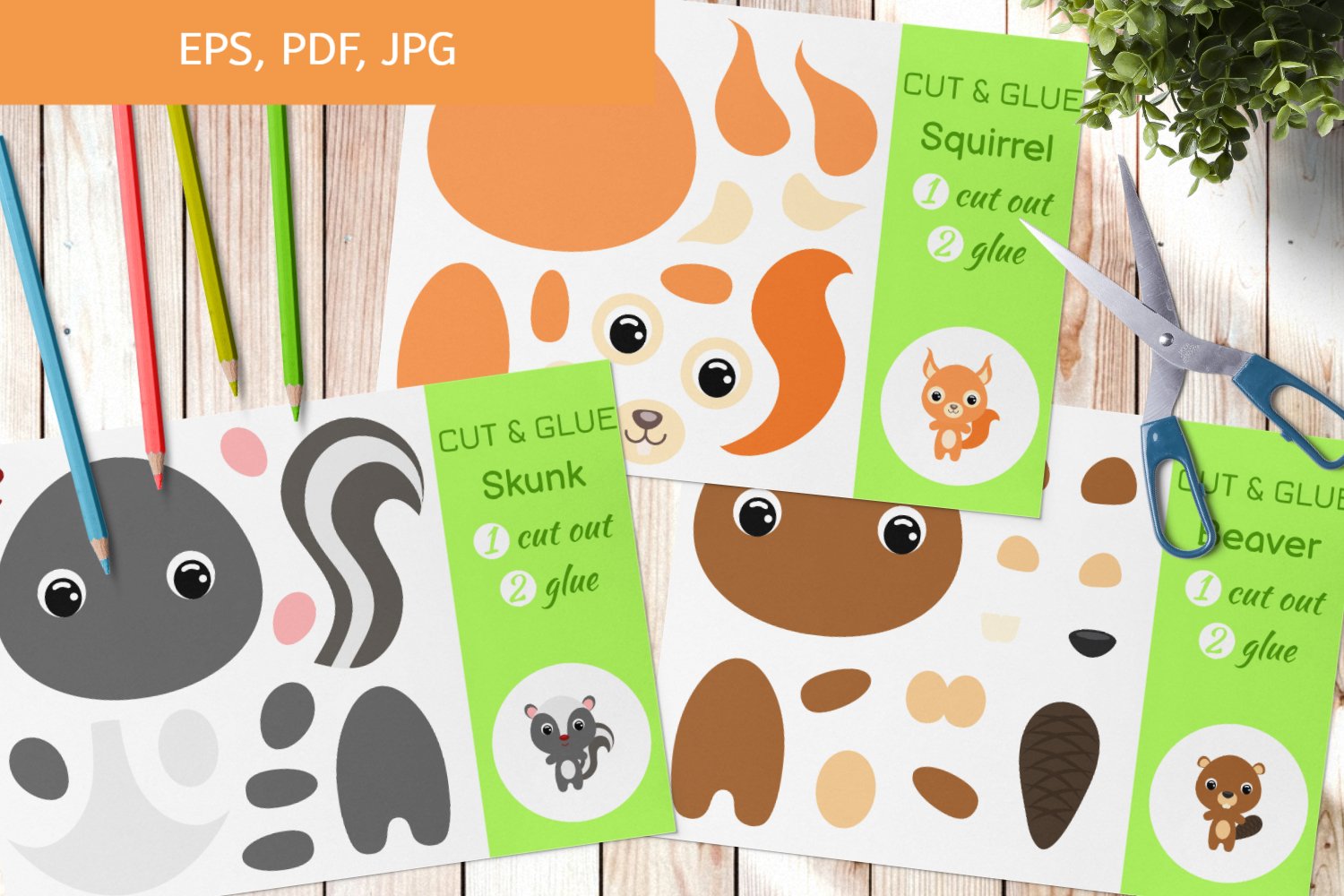 Cut and Glue Animals Games Bundle for Kids, Cut and Paste (1217808 ...