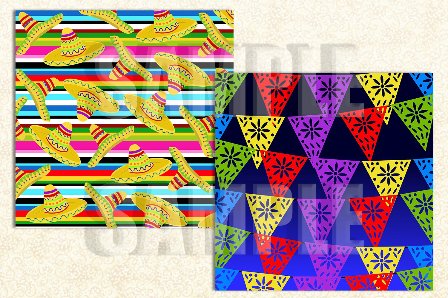 Mexican Fiesta Digital Paper, Digital Background (523513) | Patterns ...