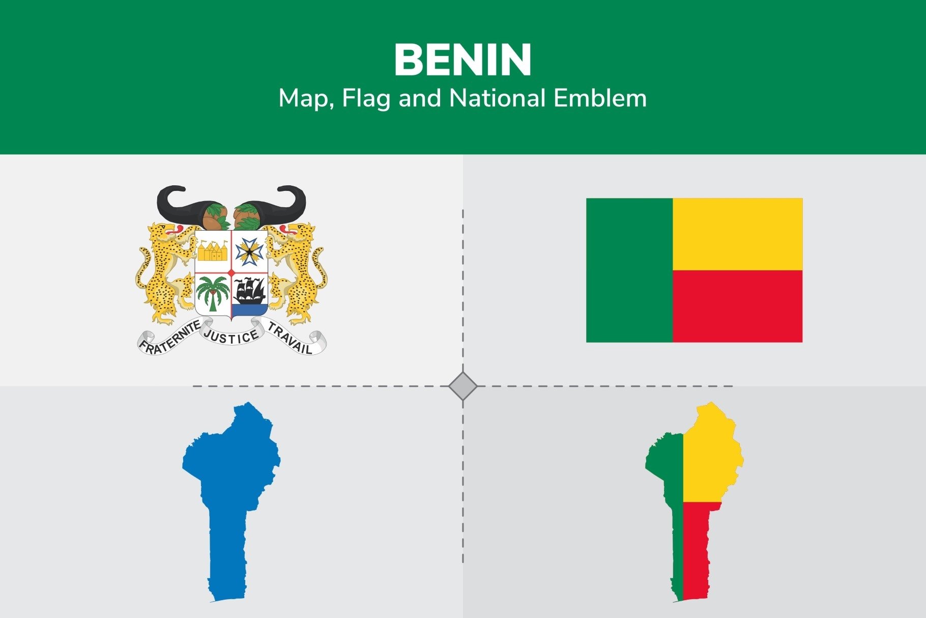 Benin Map, Flag and National Emblem (1101330) | Illustrations | Design ...