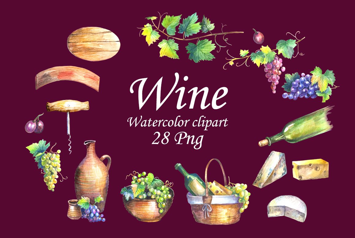 Watercolor Wine Collection (88051) | Illustrations | Design Bundles