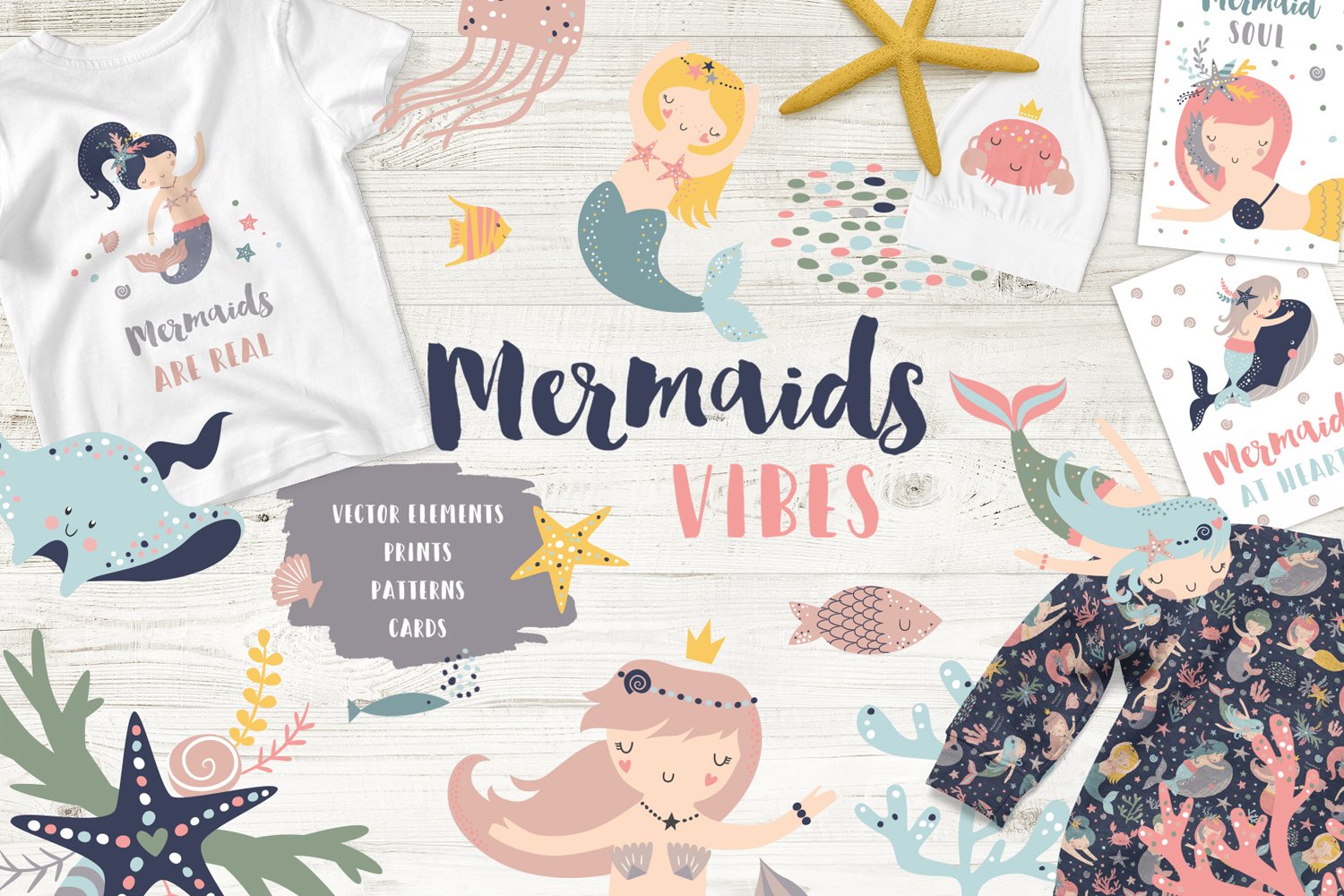 Mermaids Vibes (673823) | Illustrations | Design Bundles