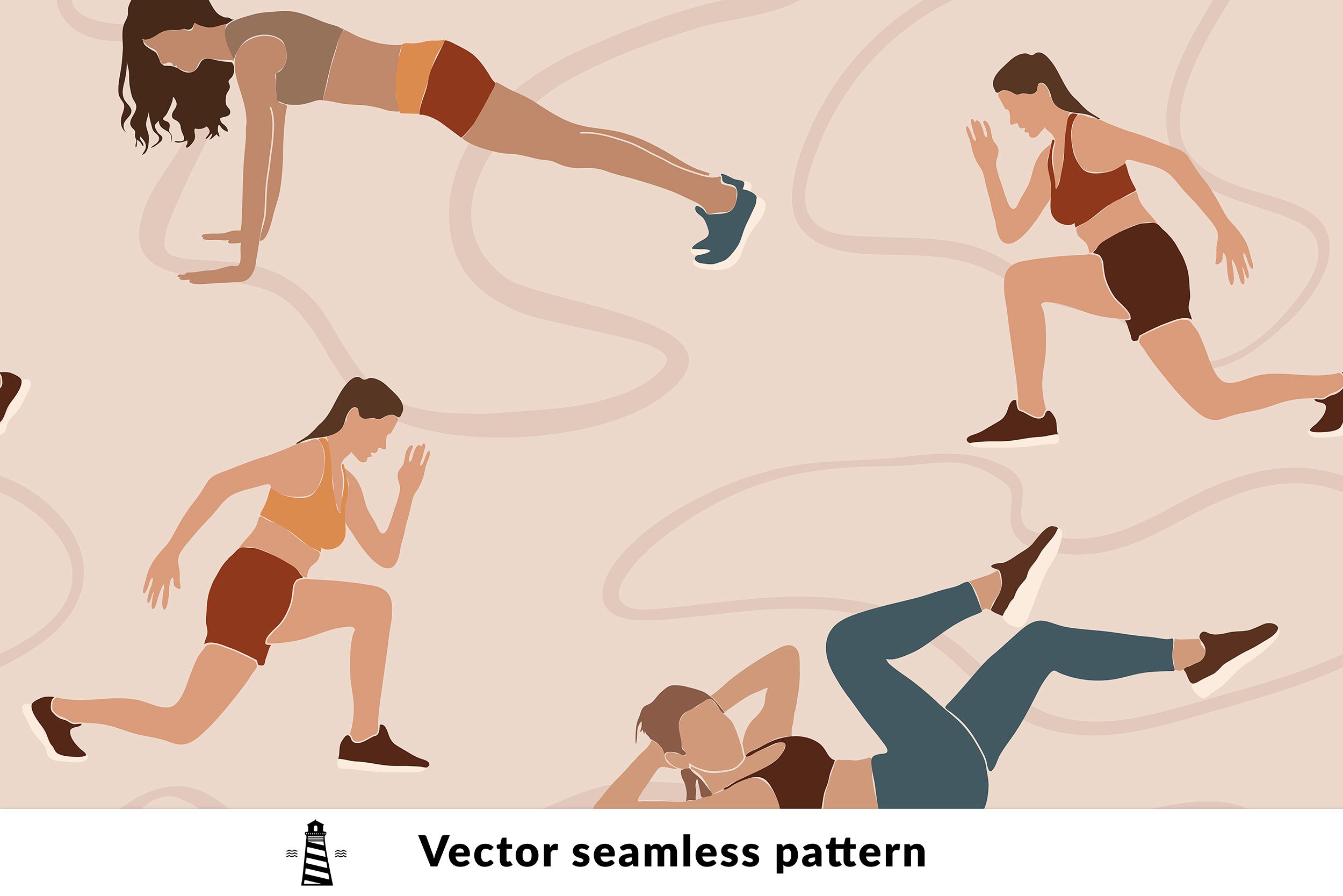 Fitness girl seamless pattern (1127955) | Patterns | Design Bundles
