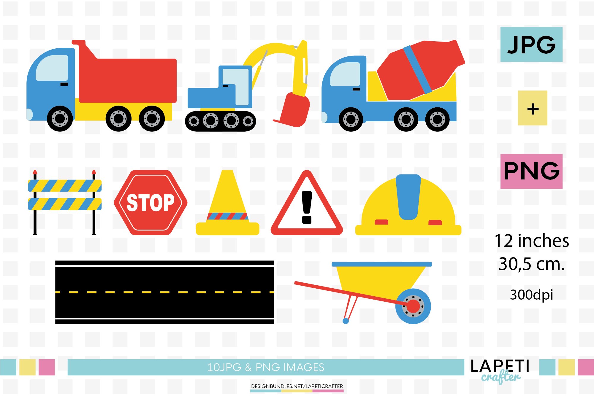Construction clipart, png, jpg, sublimation designs for kids (482930 ...