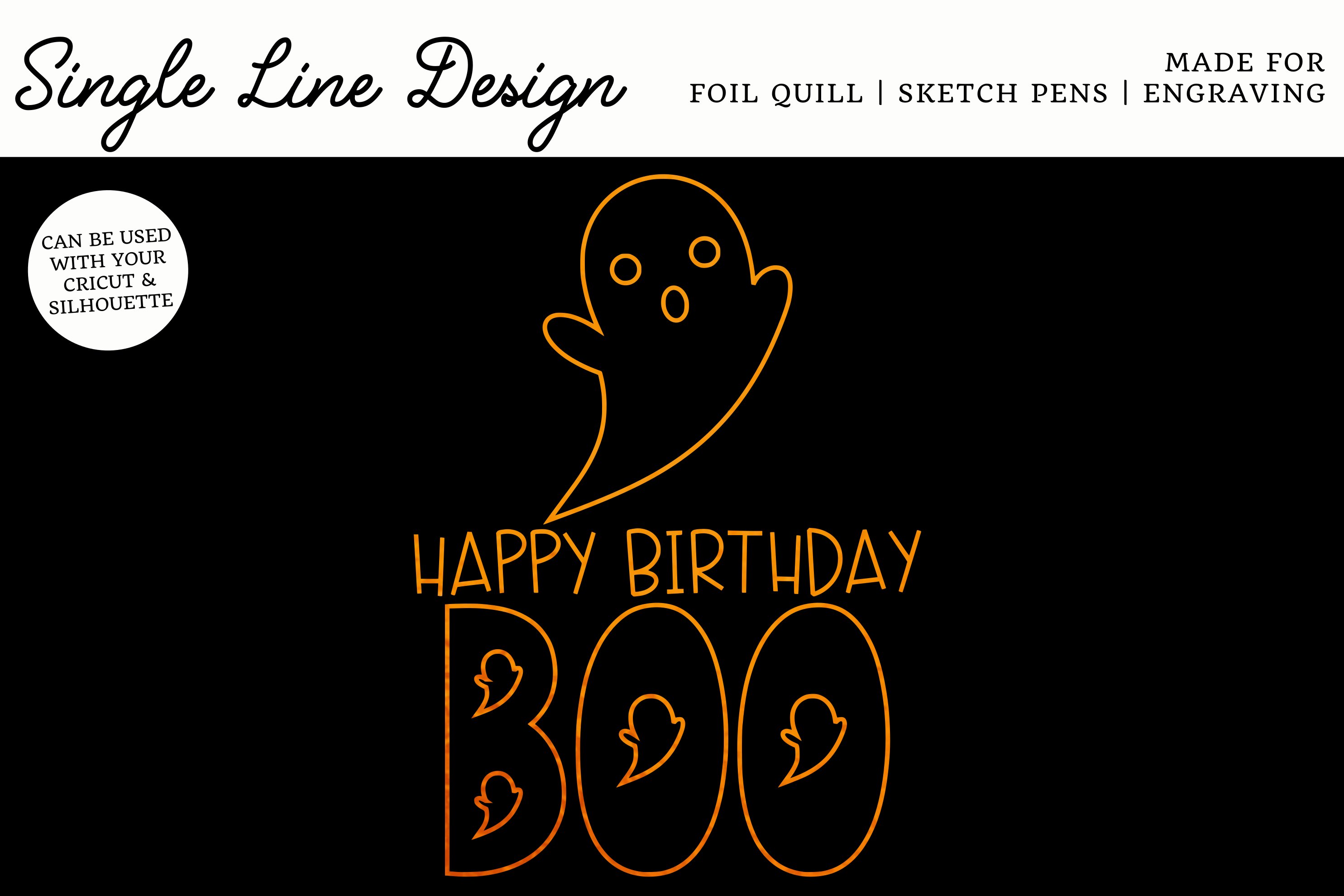 Happy Birthday Boo Single Line Design for Foil Quill