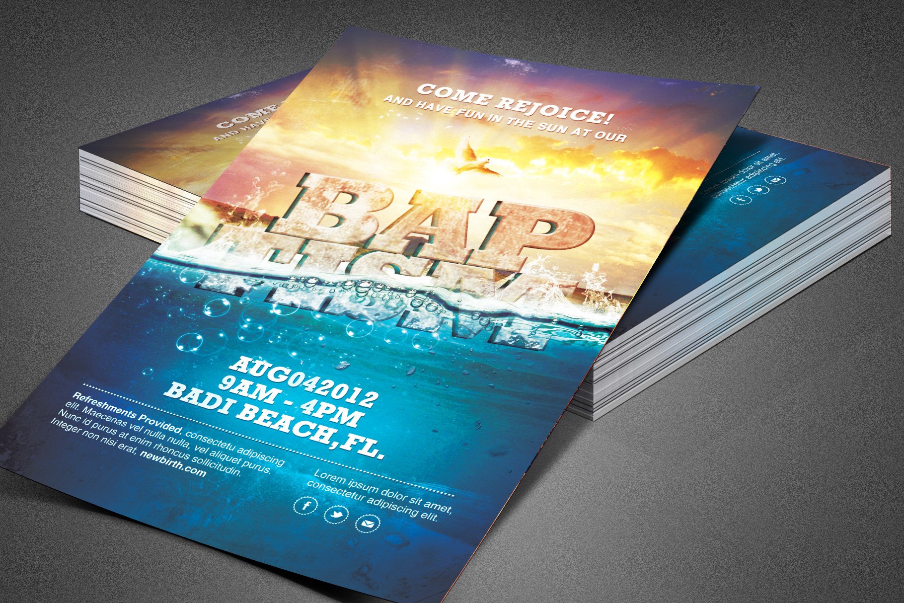 Baptism Sunday Church Flyer Template (283921) | Flyers | Design Bundles