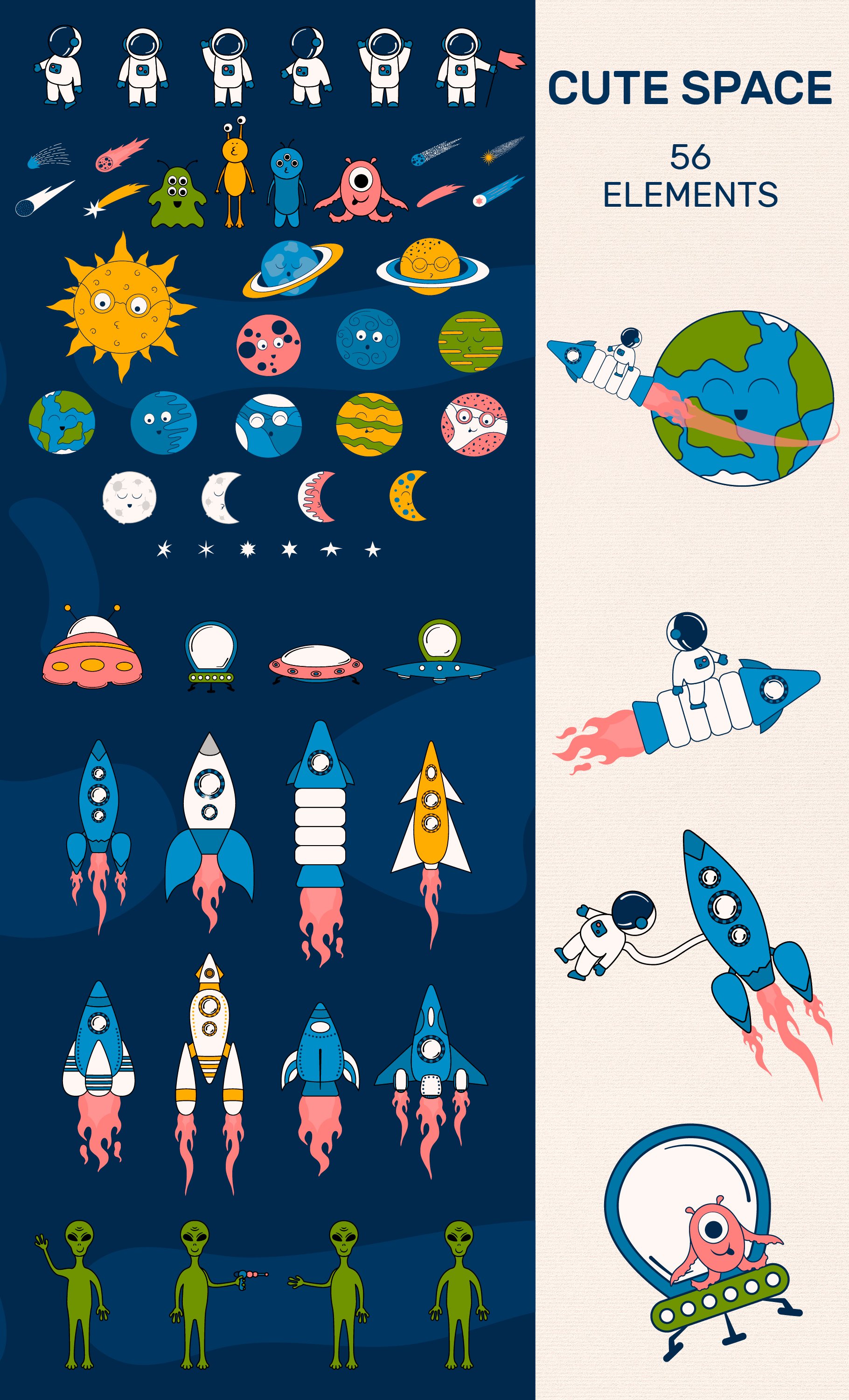 Cute Space collection (431263) | Illustrations | Design Bundles