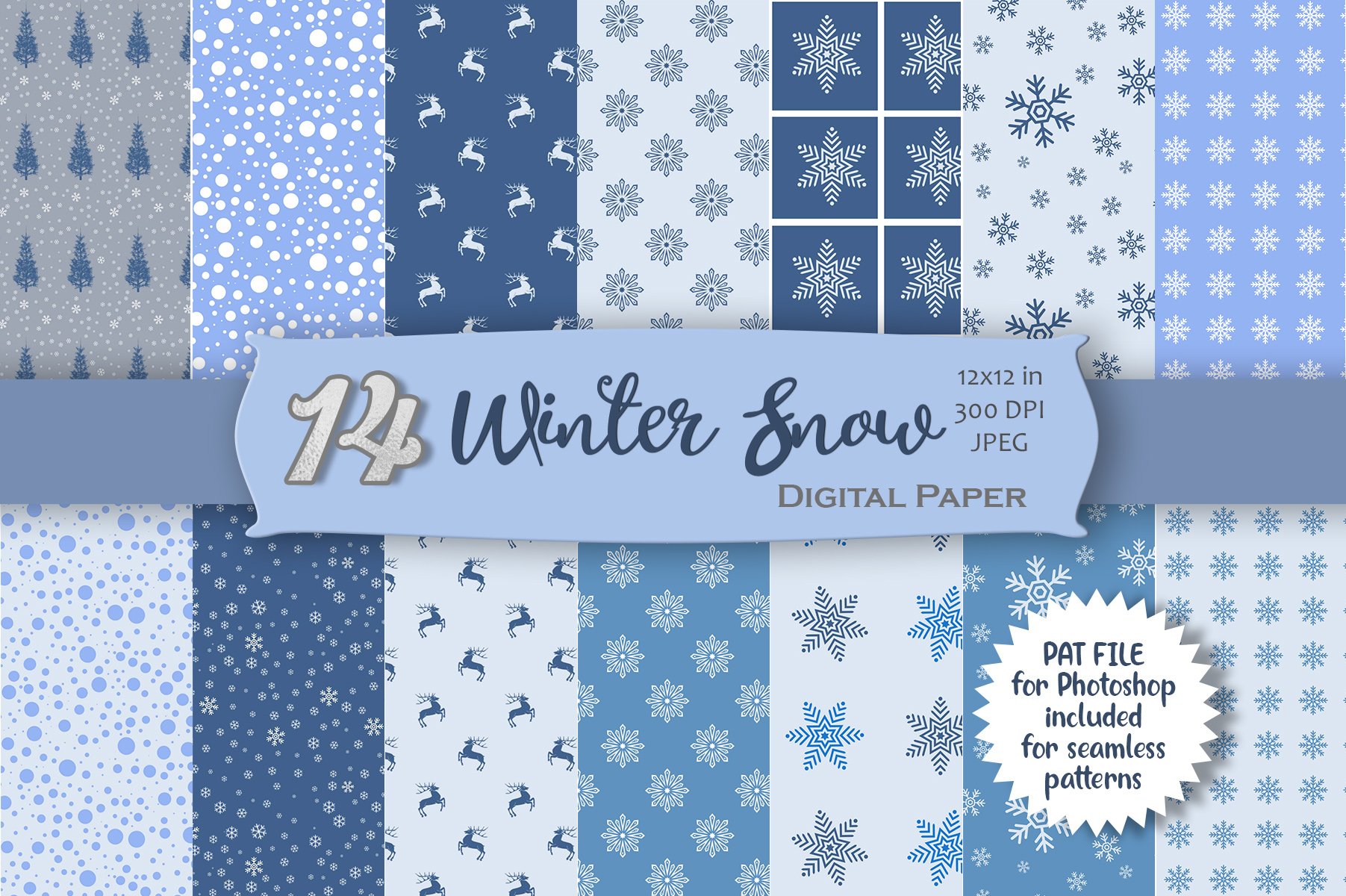 Winter Snow Digital Paper (477167) | Patterns | Design Bundles