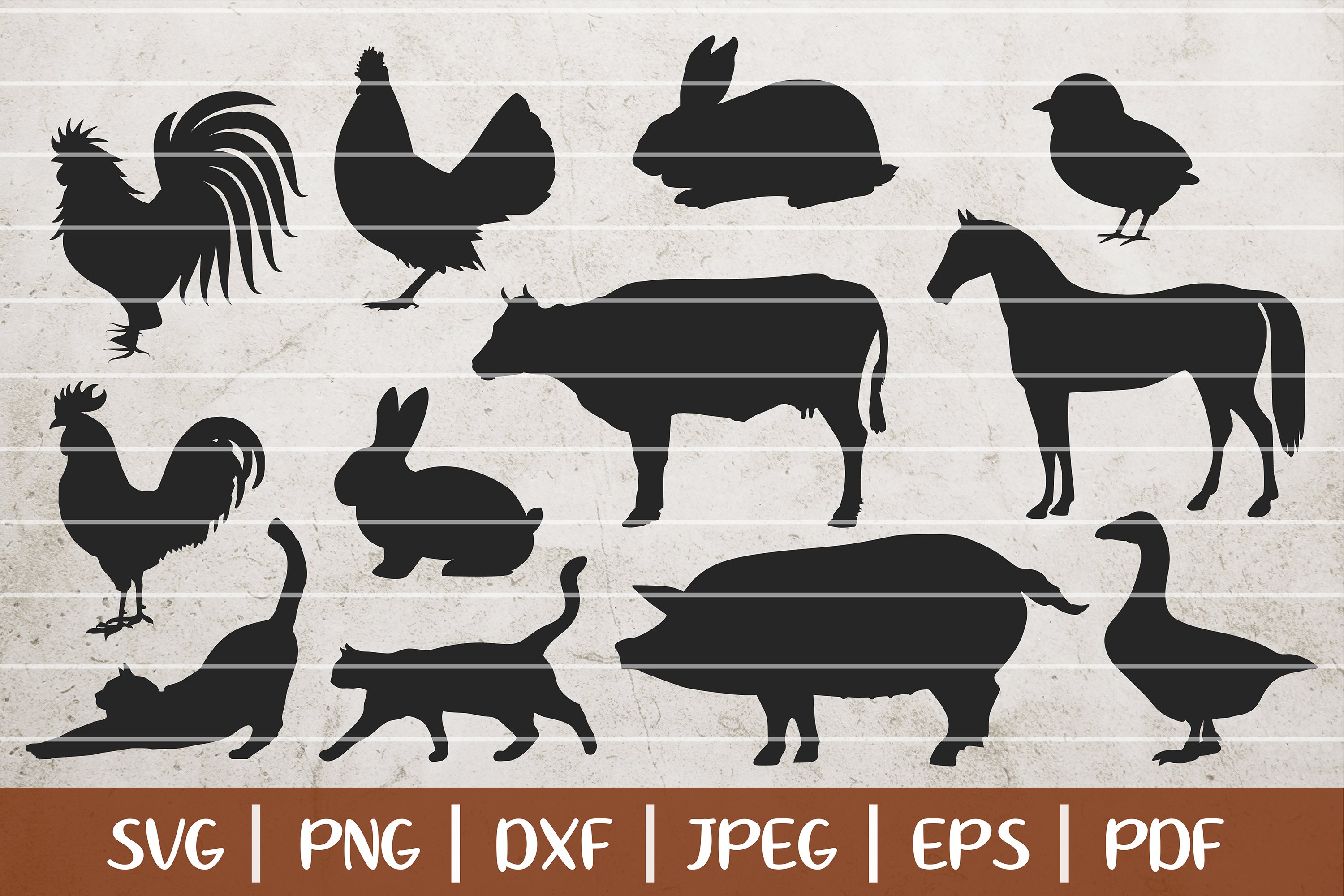 Farm Animals Silhouettes Cut Files (571315) | Illustrations | Design ...