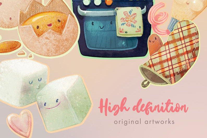 20 Digital recipe stickers, food cliparts, bakery & dessert (571341 ...